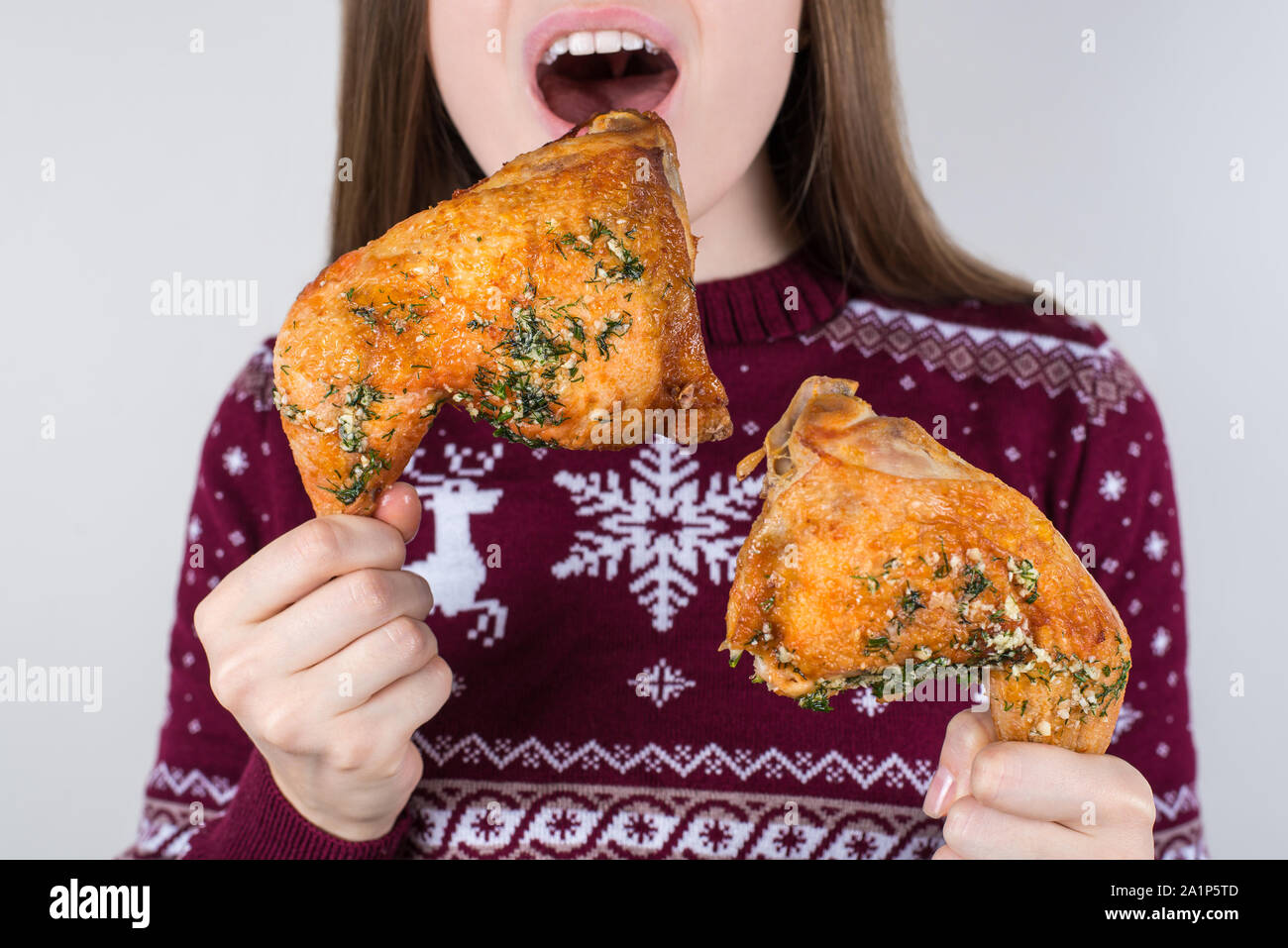 Unhealthy breakfast dinner supper lunch concept. Cropped close up photo ...