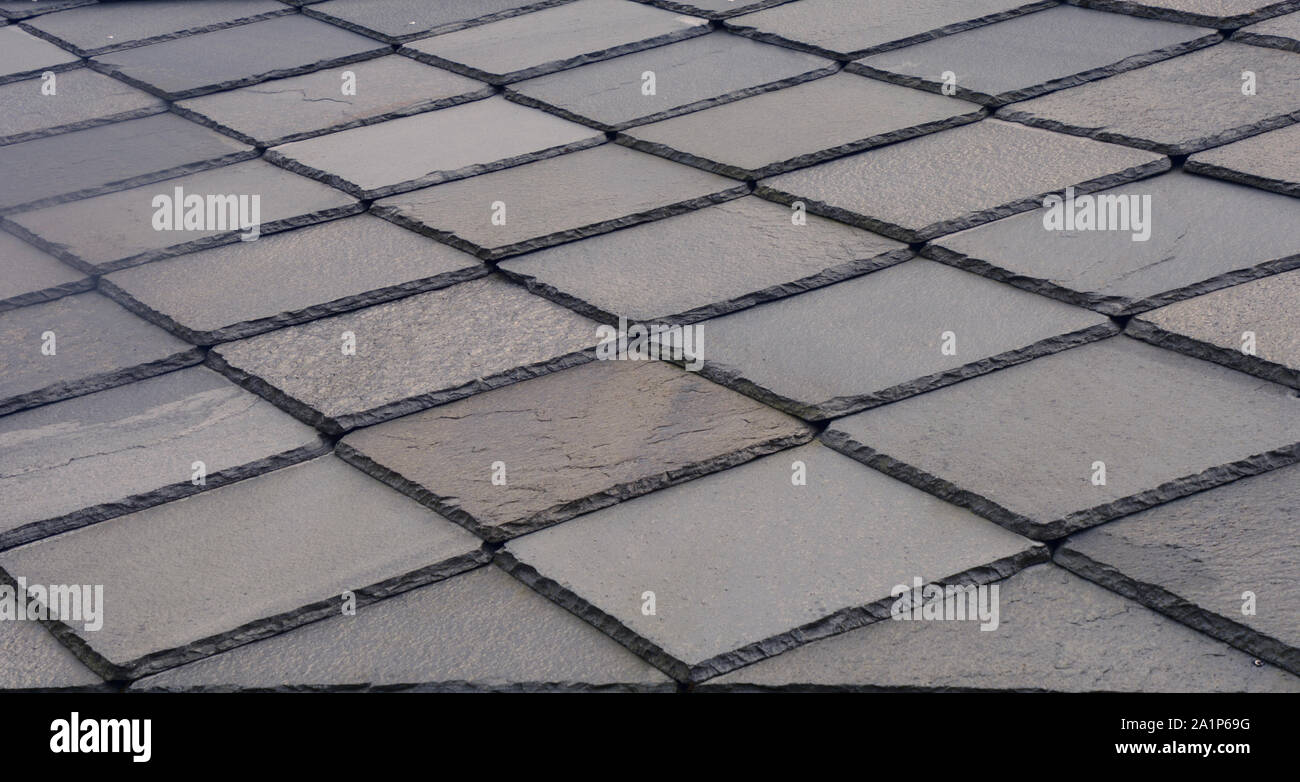 Roof of grey slate tile, detail shot of a roof of slate tile in norway ...