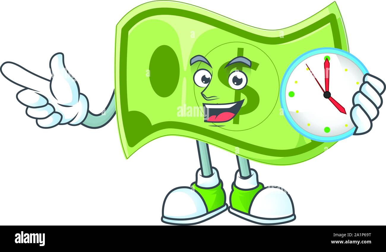 With clock paper money character on white background Stock Vector Image ...
