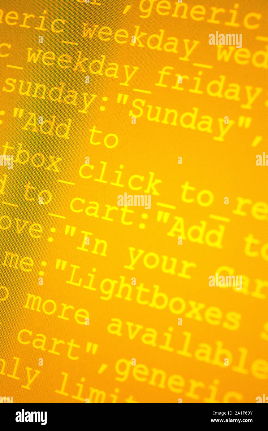 Close up of HTML codes on LED screen Stock Photo - Alamy