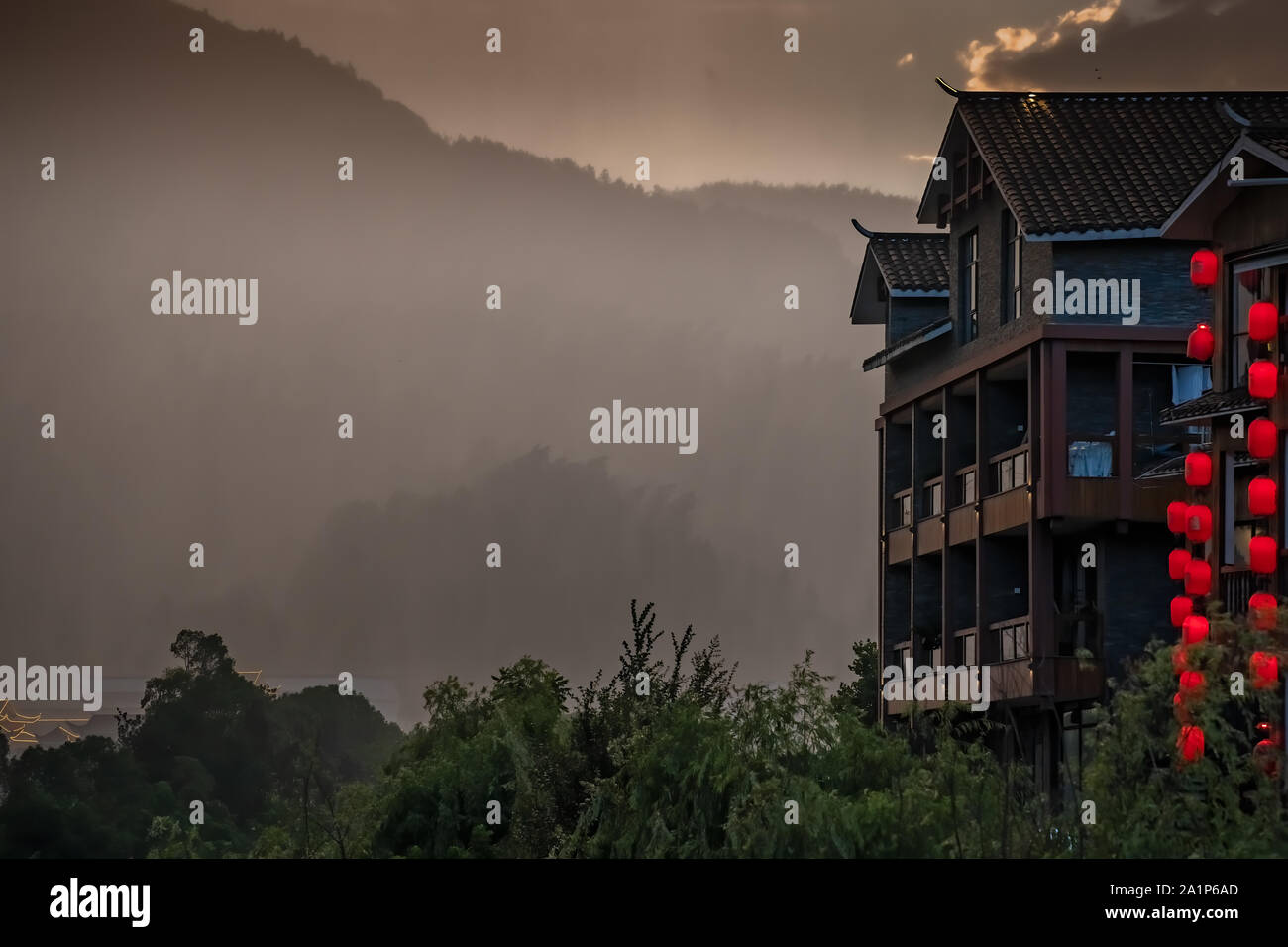Riverside buildings red lanterns hi-res stock photography and images ...