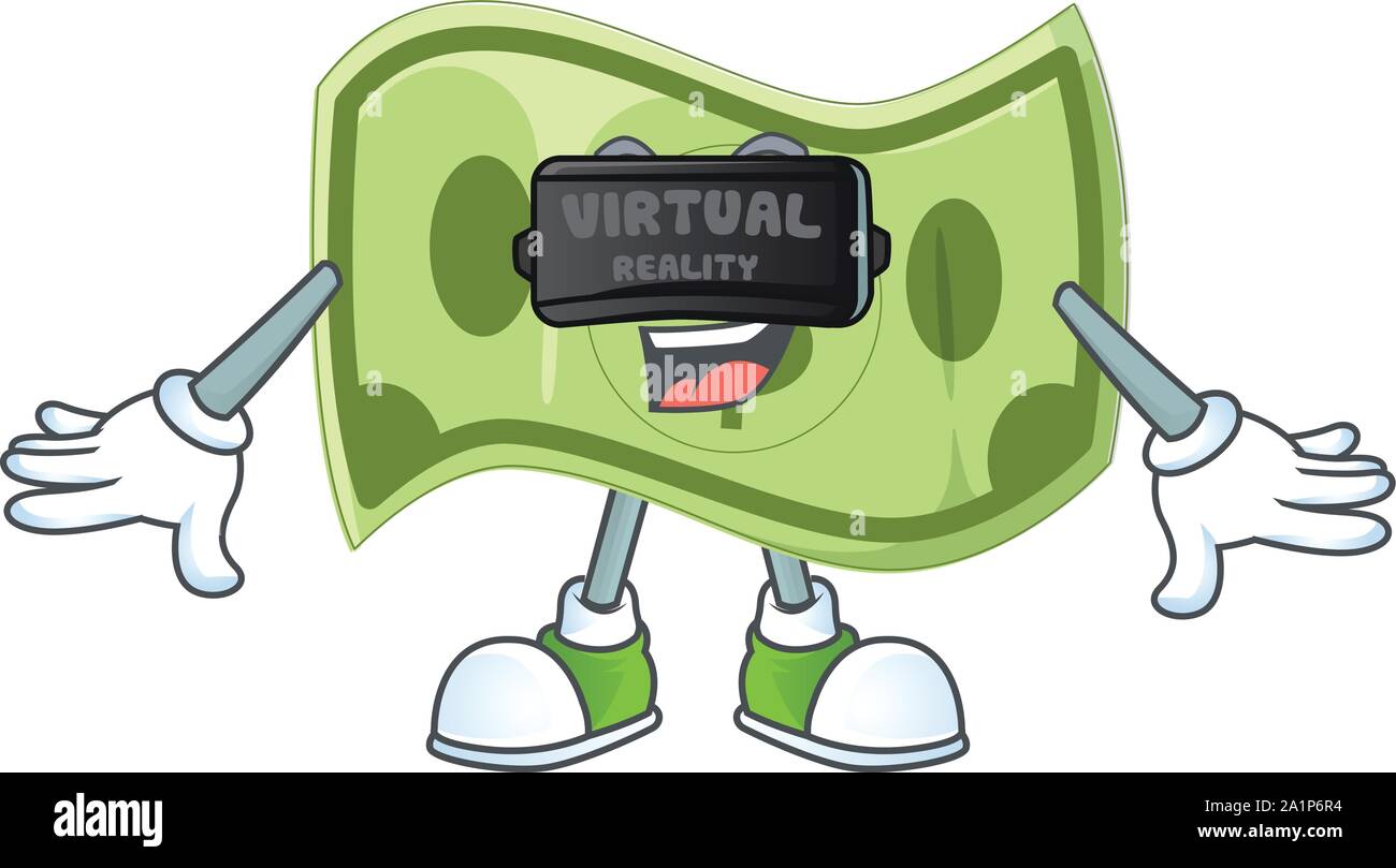 Virtual reality paper money cartoon character mascot style Stock Vector ...