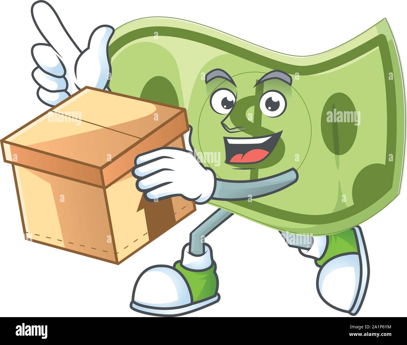 With box paper money character on white background Stock Vector Image ...