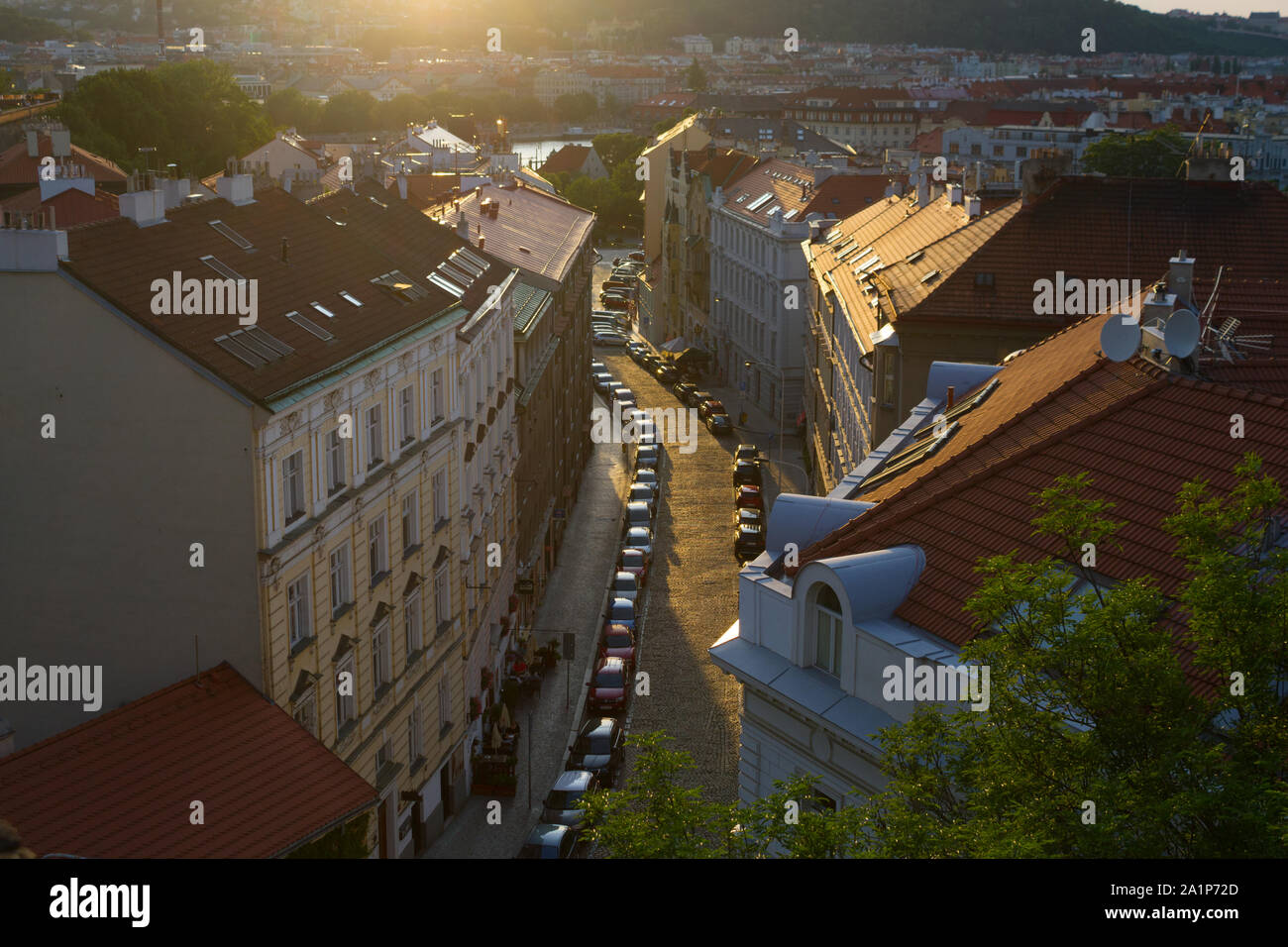 building with red roof in Prague, Chezh Republic Stock Photo - Alamy