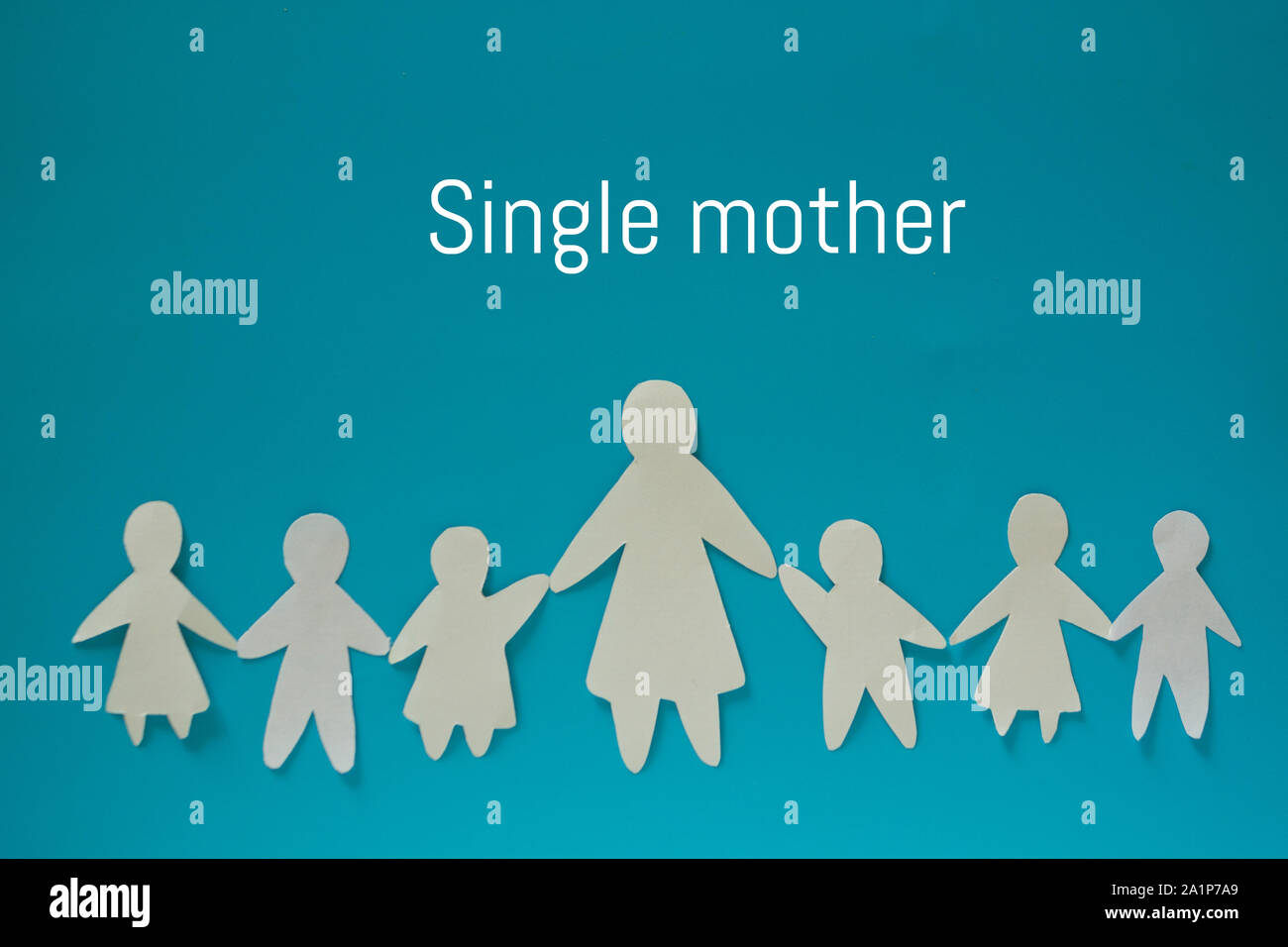 Single mother concept image. Paper cut of mother with childrent Stock ...