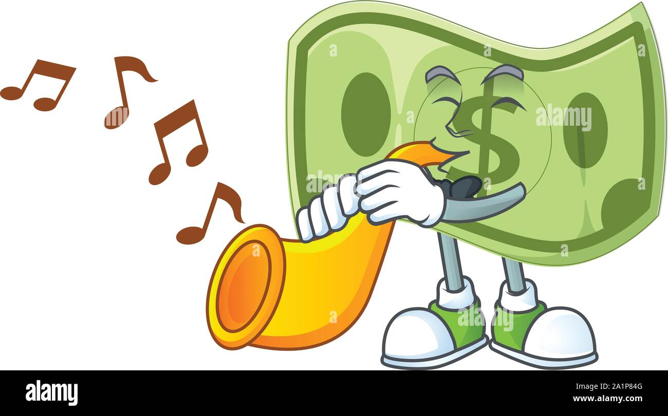 With trumpet paper money cartoon character mascot style Stock Vector ...