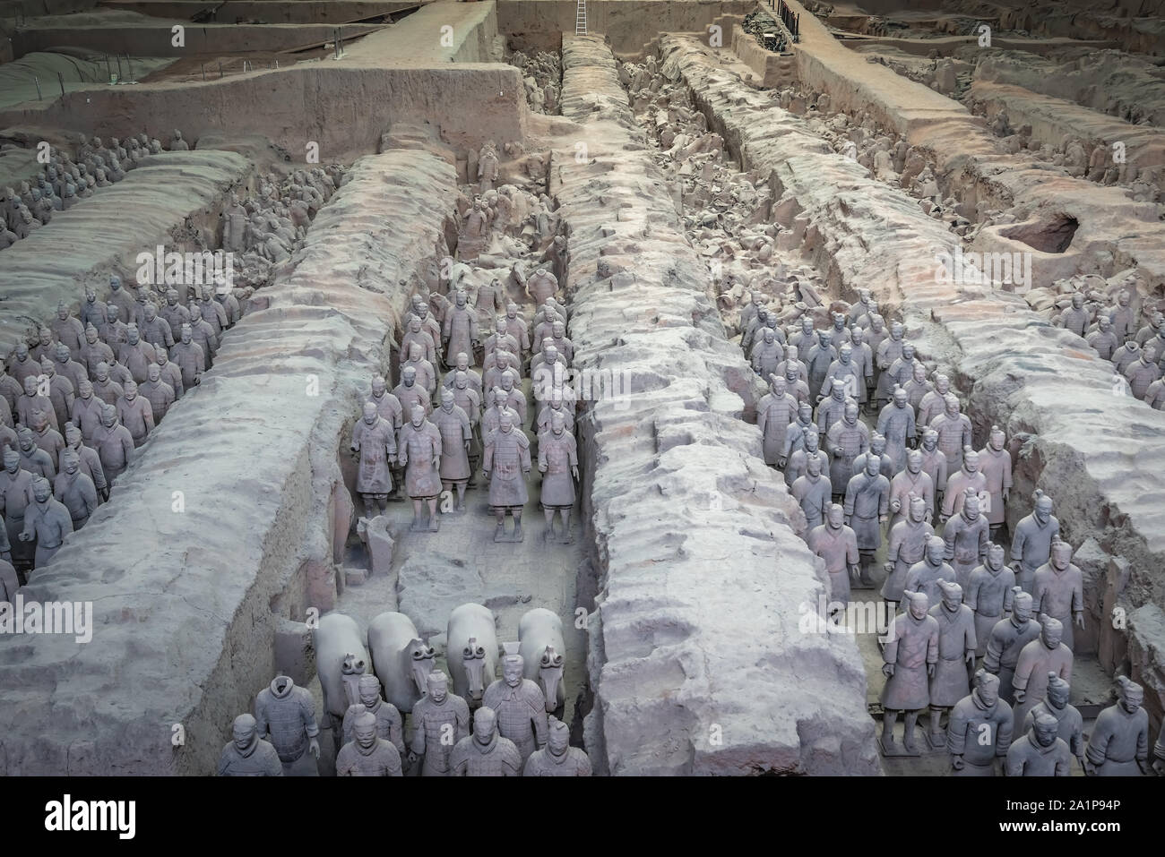 Xian, China - July 2019 : An army of terracota clay soldiers, created ...