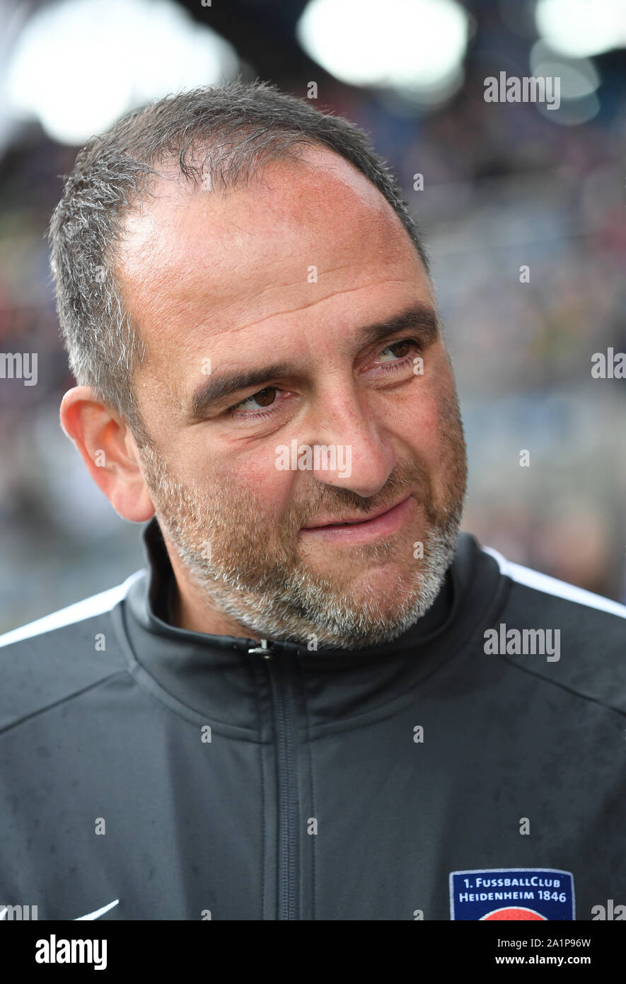 Karlsruhe, Deutschland. 28th Sep, 2019. coach Frank Schmidt (Heidenheim ...