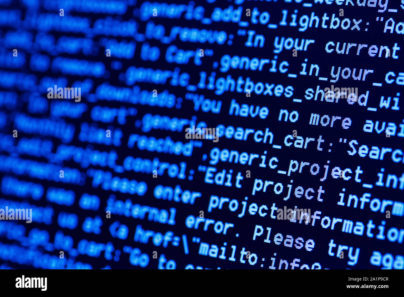 Close up of HTML codes on LED screen Stock Photo - Alamy