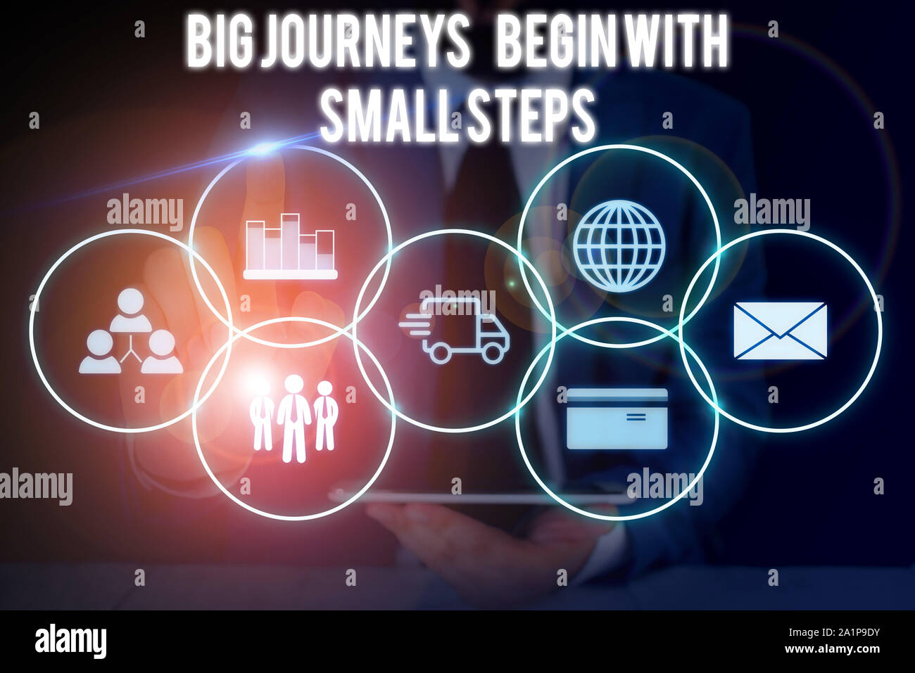 Conceptual hand writing showing Big Journeys Begin With Small Steps ...