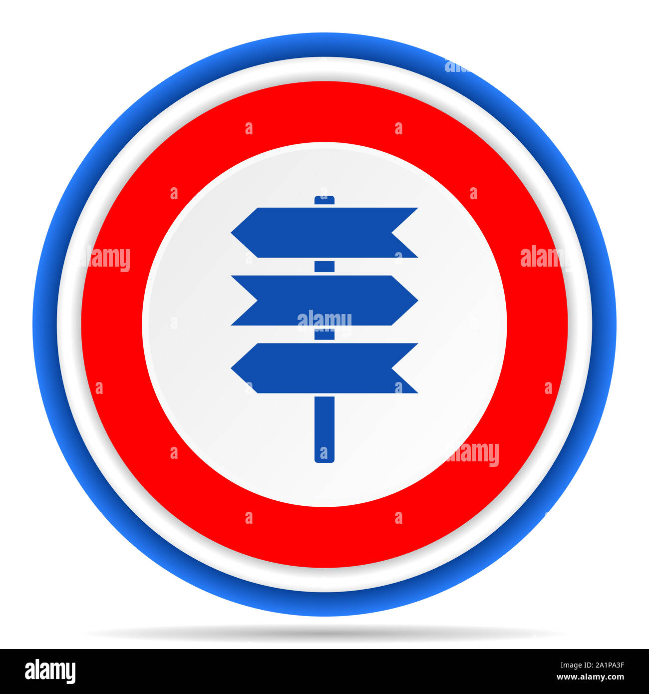 Signpost, information, post round icon, red, blue and white french ...