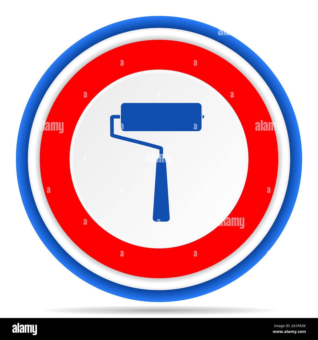 Roll painter, roller round icon, red, blue and white french design ...