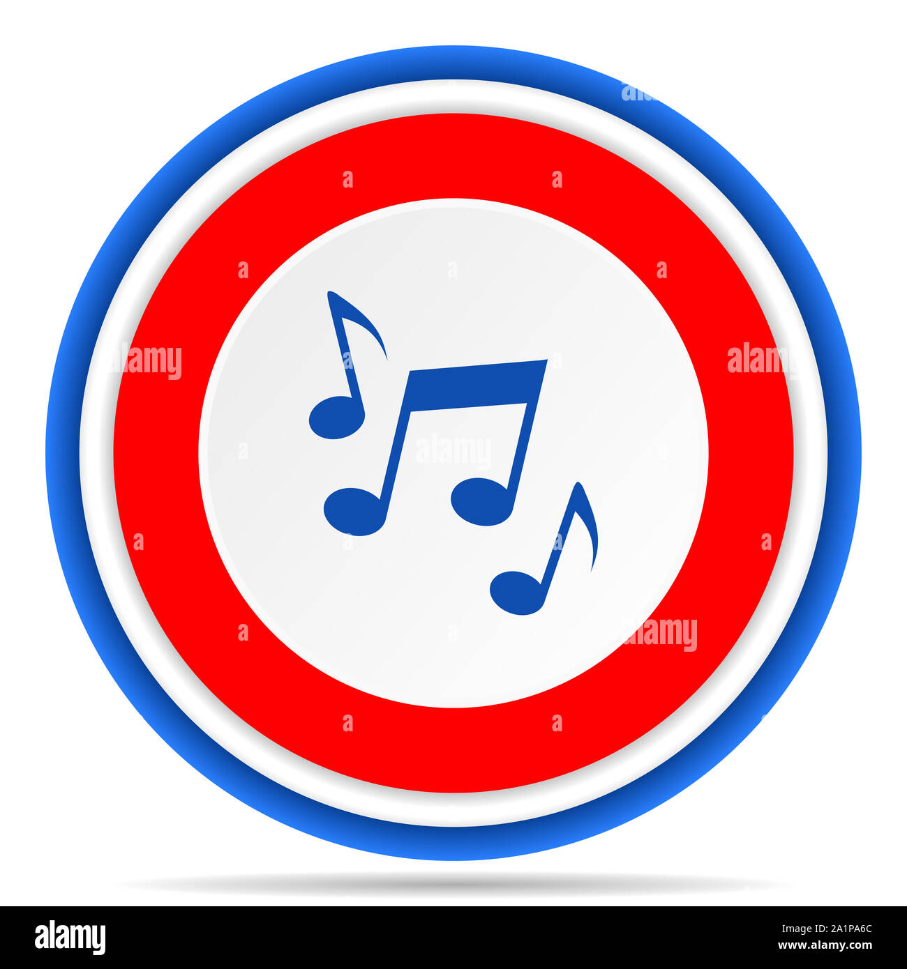 Music, sound, musical, melody round icon, red, blue and white french ...