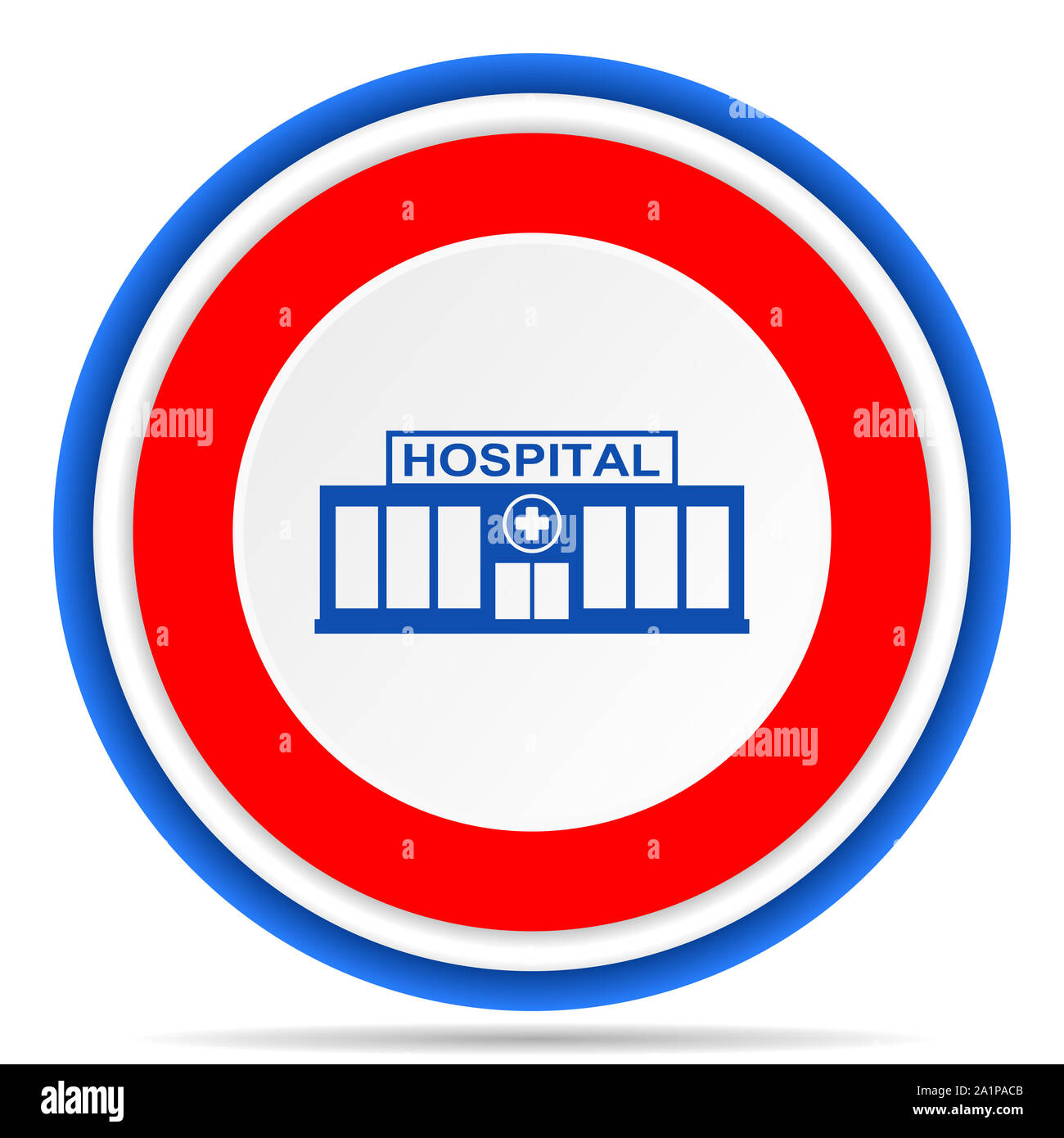 Hospital building round icon, red, blue and white french design ...