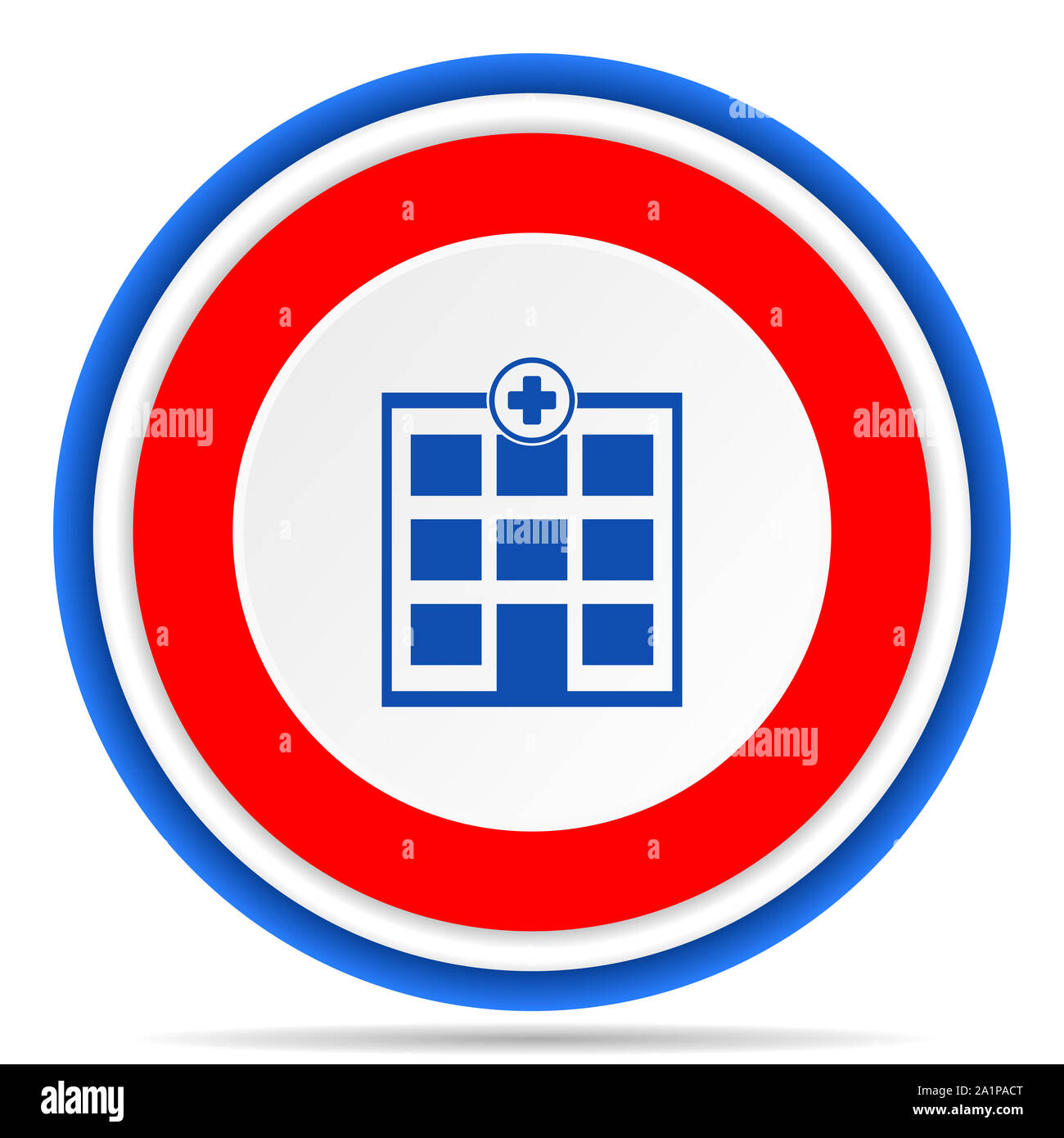 Hospital building round icon, red, blue and white french design ...