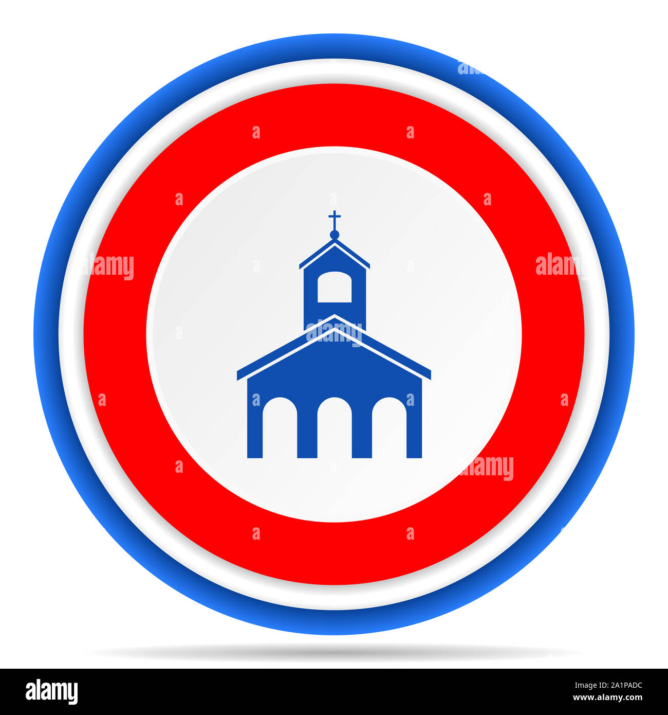 Religion, church round icon, red, blue and white french design ...
