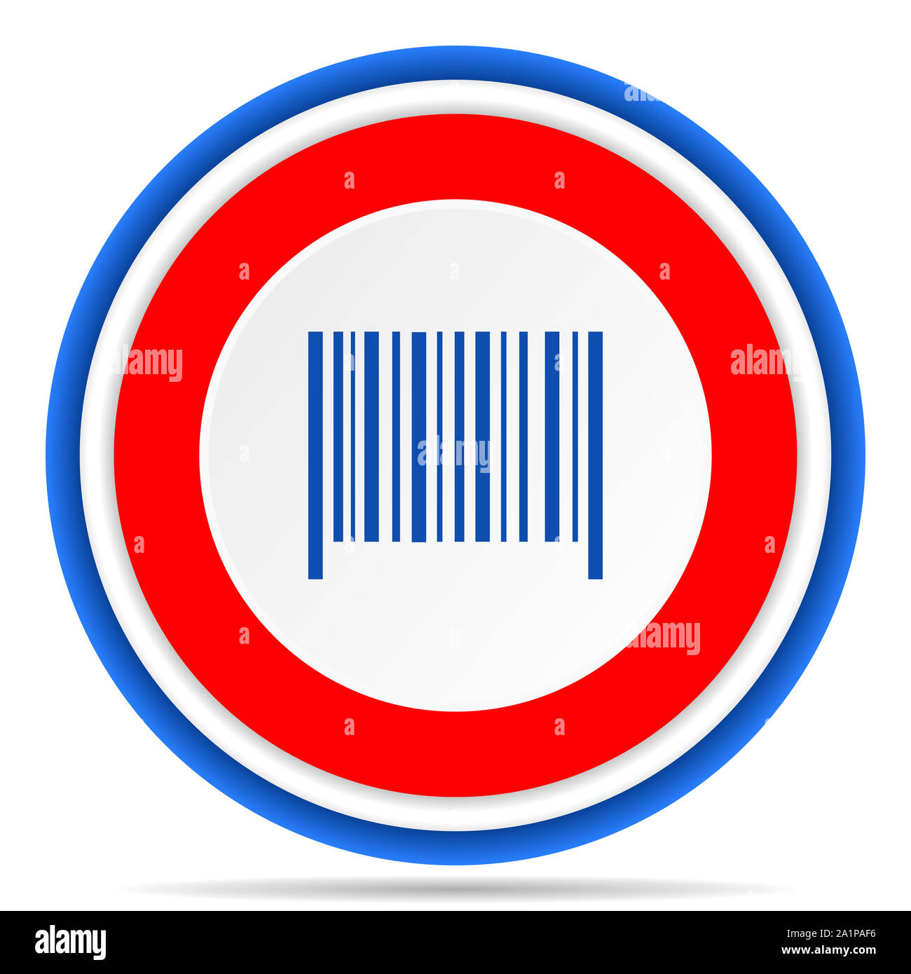 Barcode round icon, red, blue and white french design illustration for ...