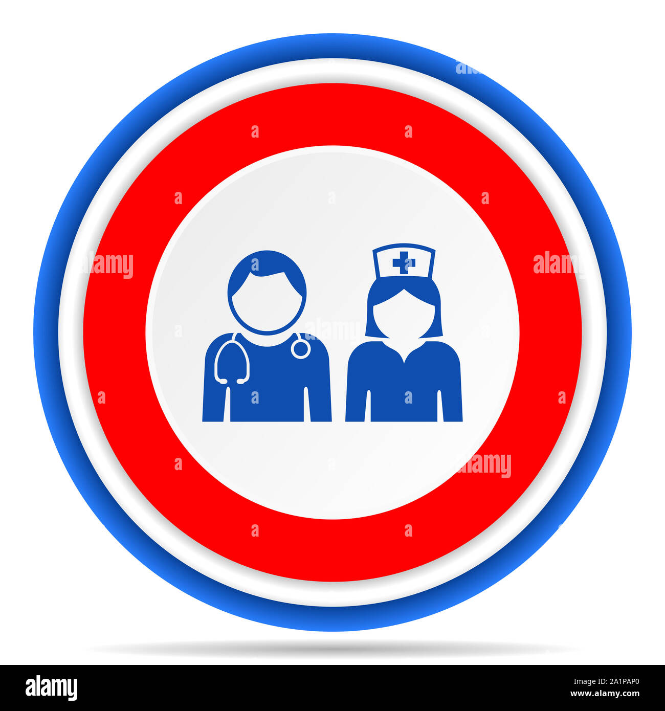 Doctor round icon, red, blue and white french design illustration for ...