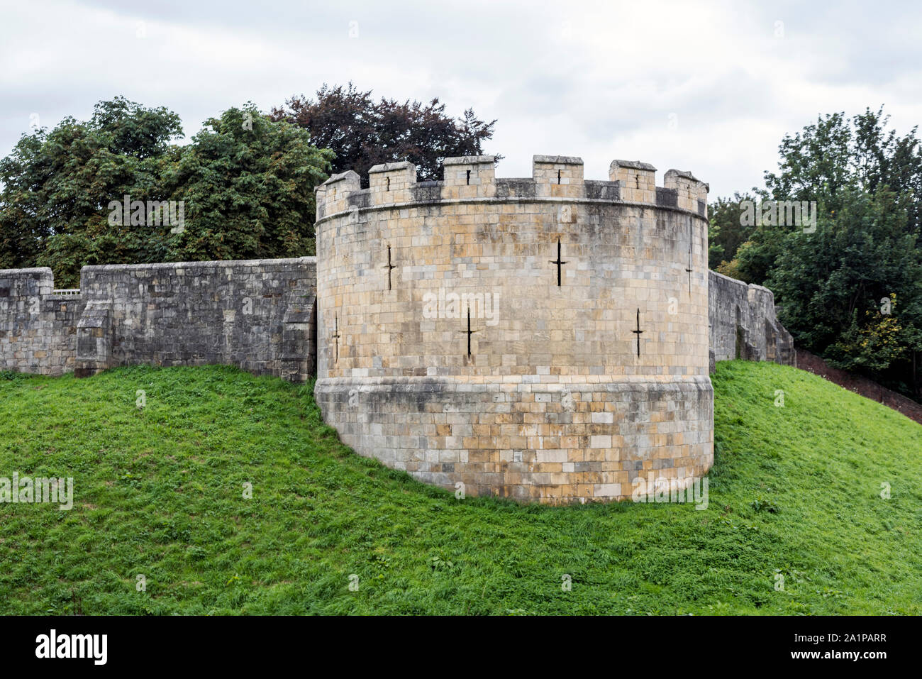 Aspect of the Roman boundary wall of the City of York, UK with ...