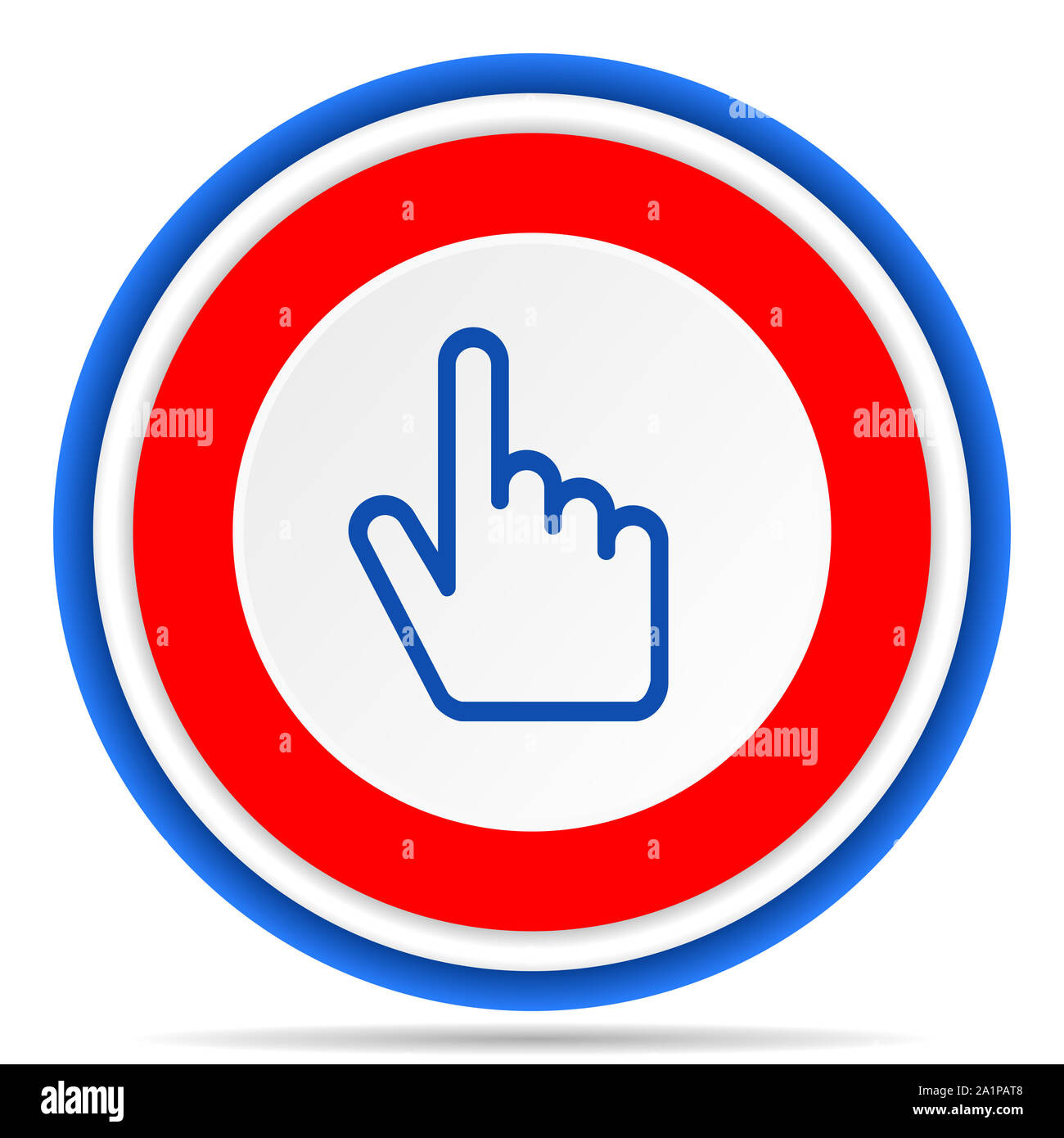 Cursor hand round icon, red, blue and white french design illustration ...