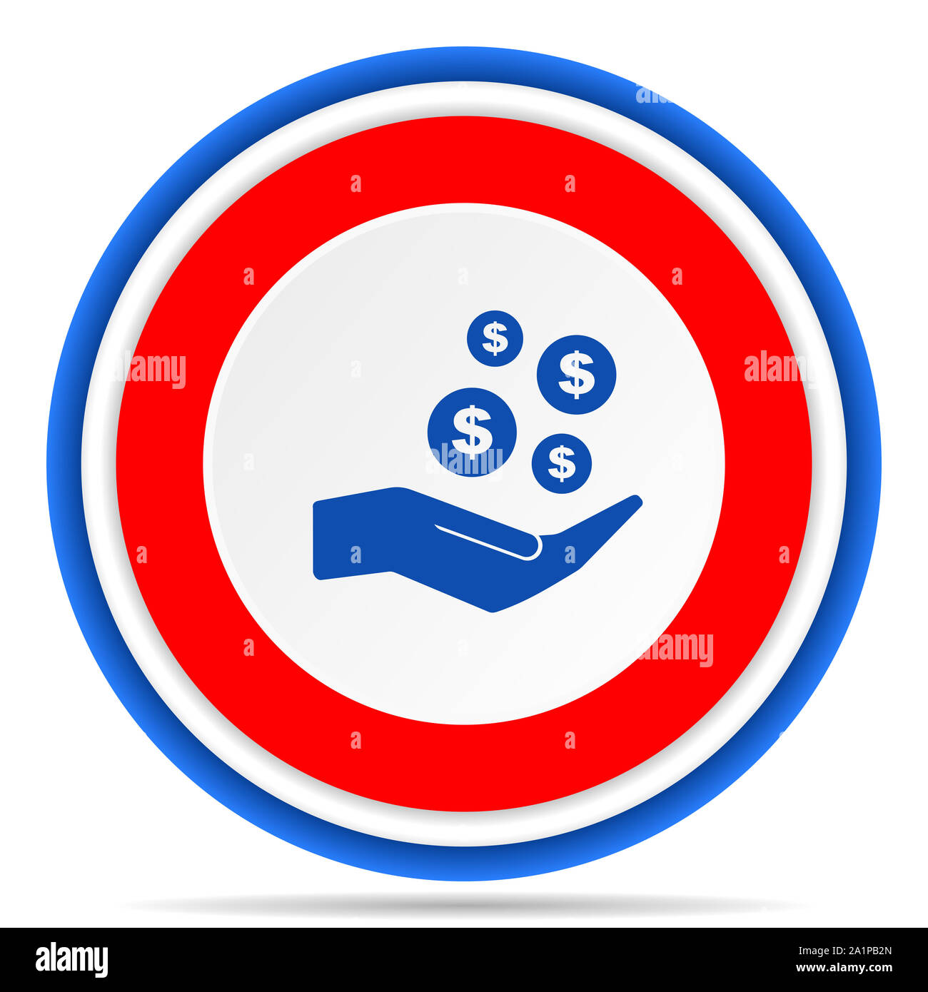 Money, cash round icon, red, blue and white french design illustration ...