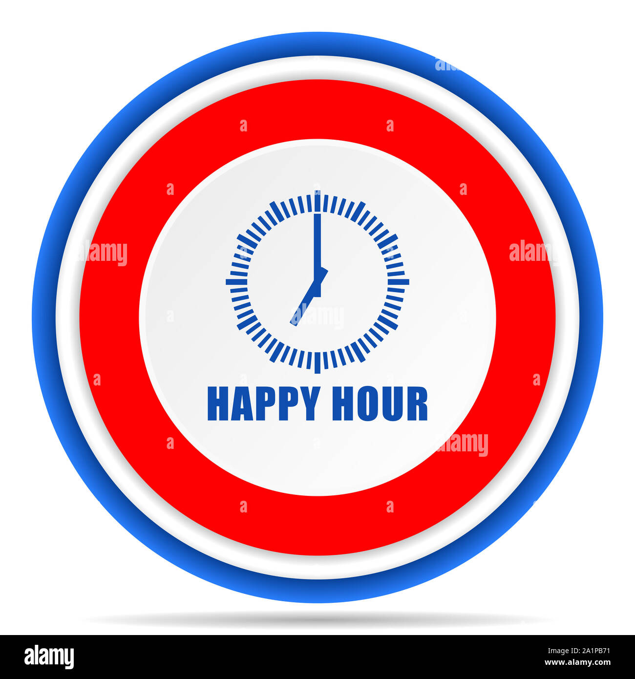 Happy hour round icon, red, blue and white french design illustration ...