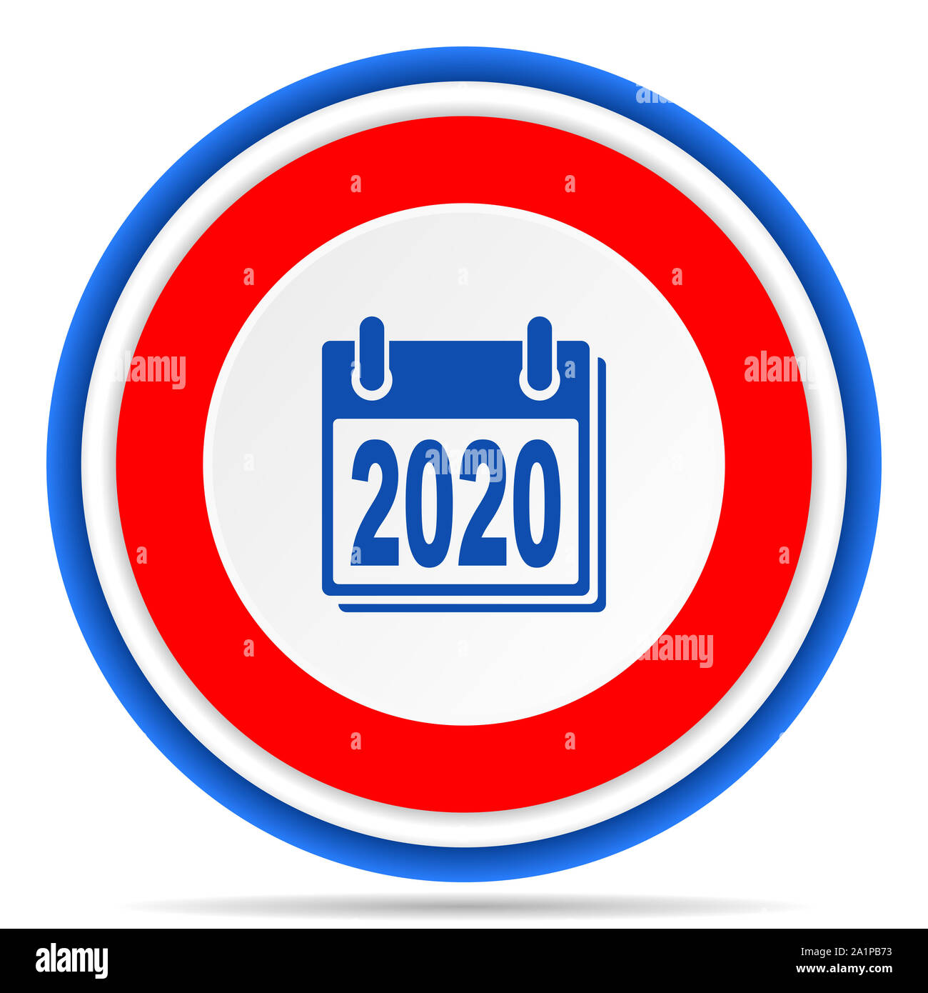 New year 2020 round icon, red, blue and white french design ...