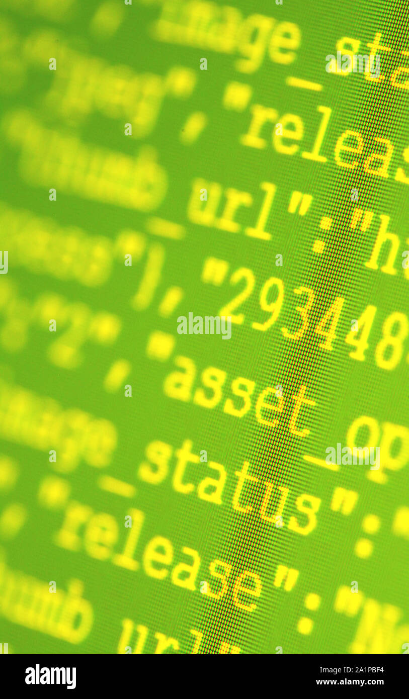Close up of HTML codes on LED screen Stock Photo - Alamy