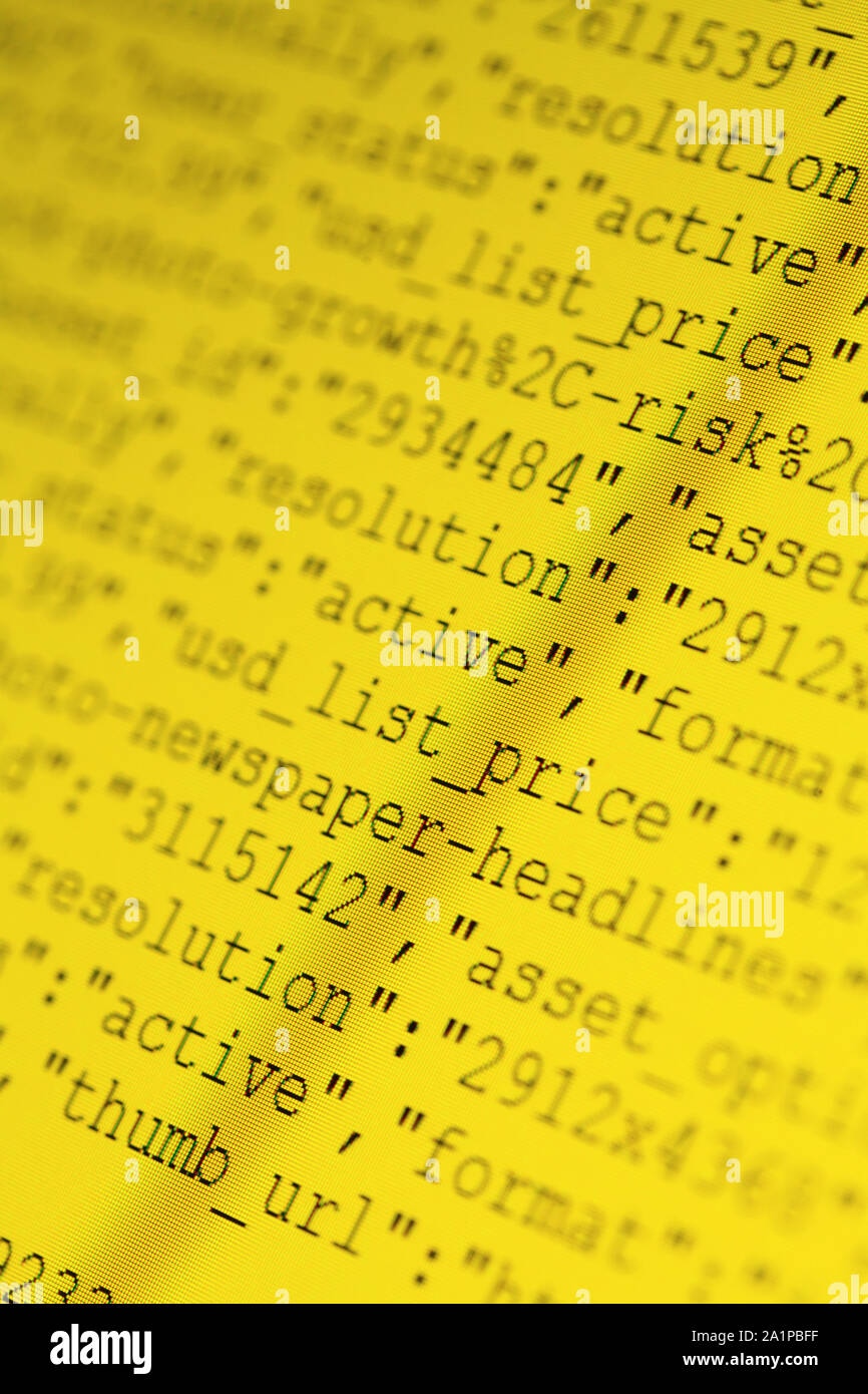 Close up of HTML codes on LED screen Stock Photo - Alamy