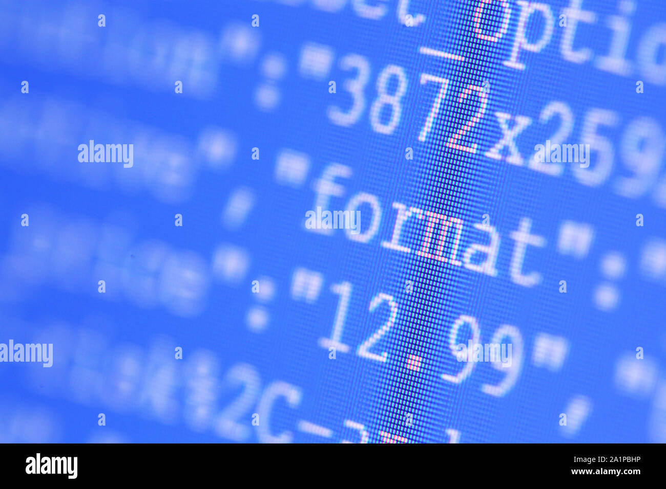 Close up of HTML codes on LED screen Stock Photo - Alamy