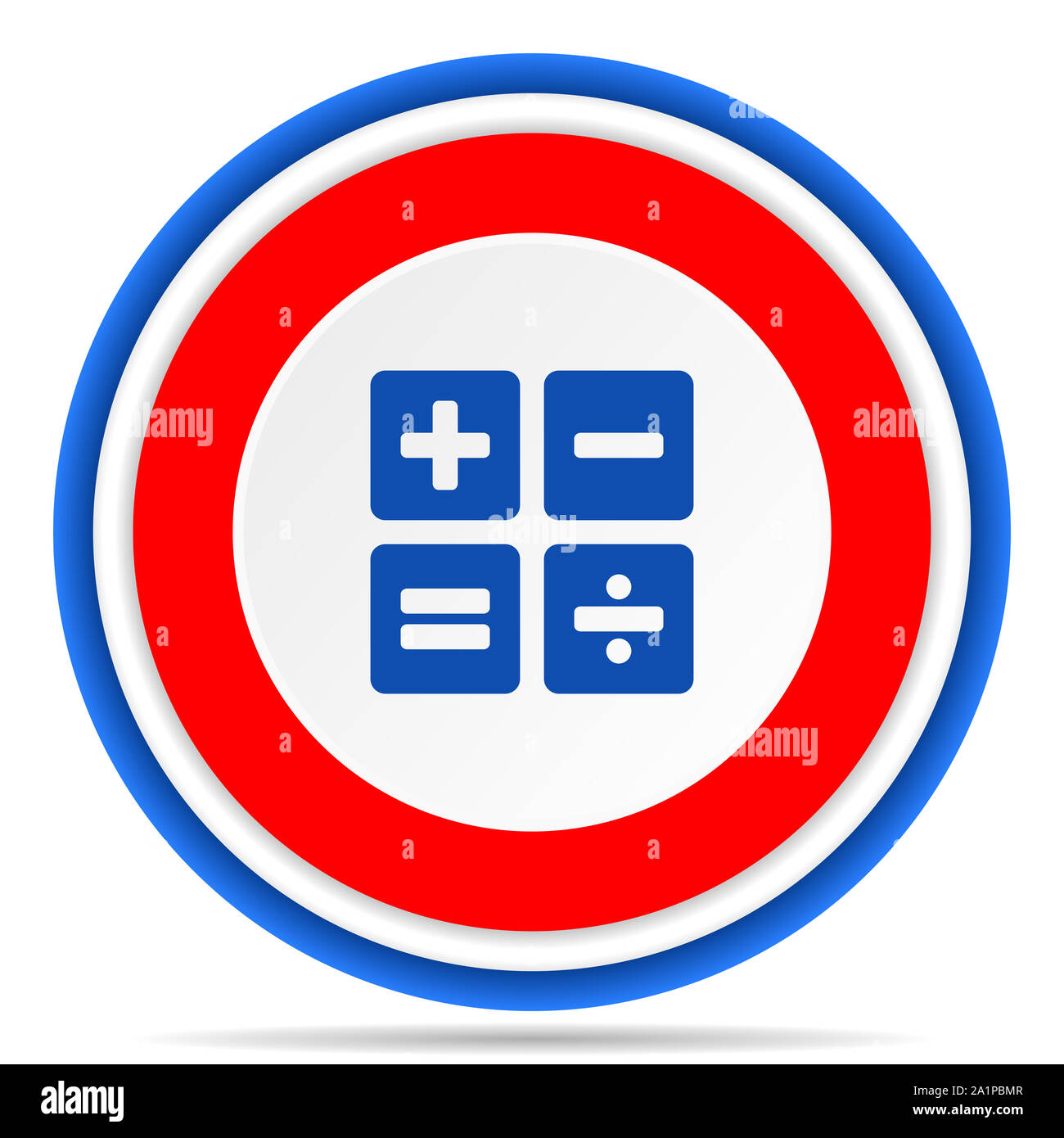 Calculator round icon, red, blue and white french design illustration ...