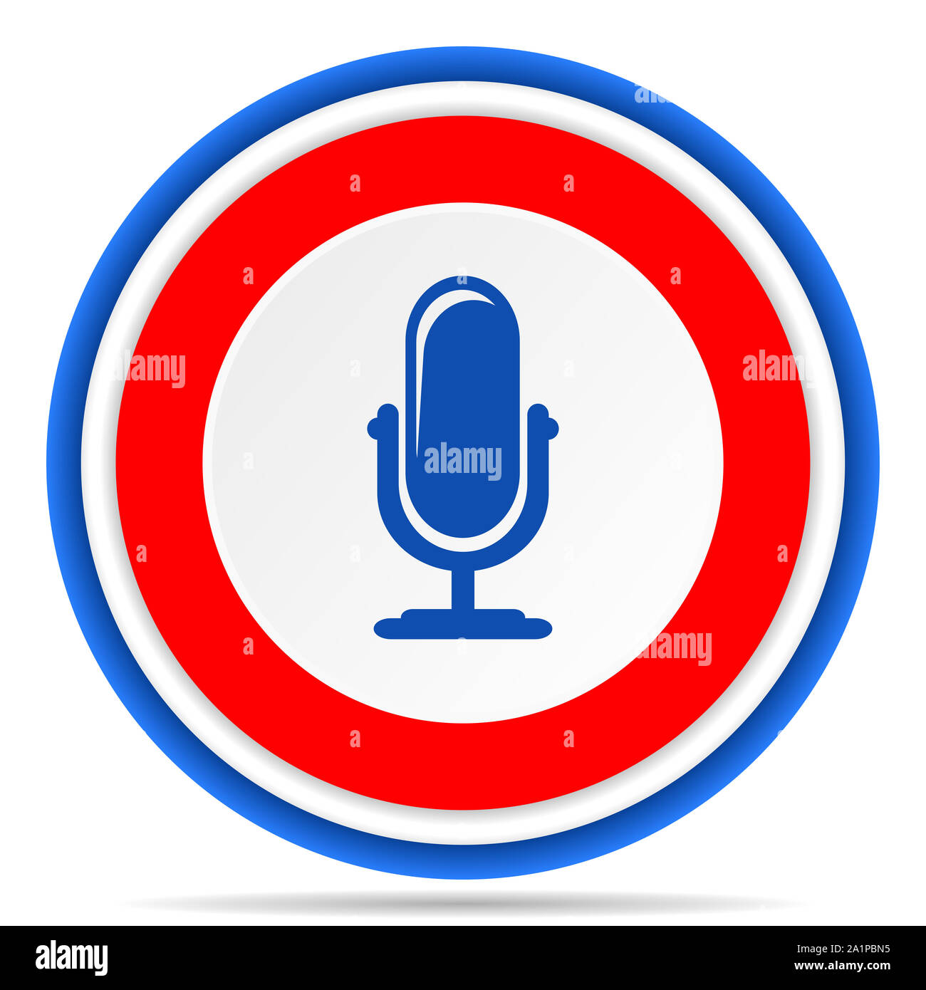 Microphone round icon, red, blue and white french design illustration ...