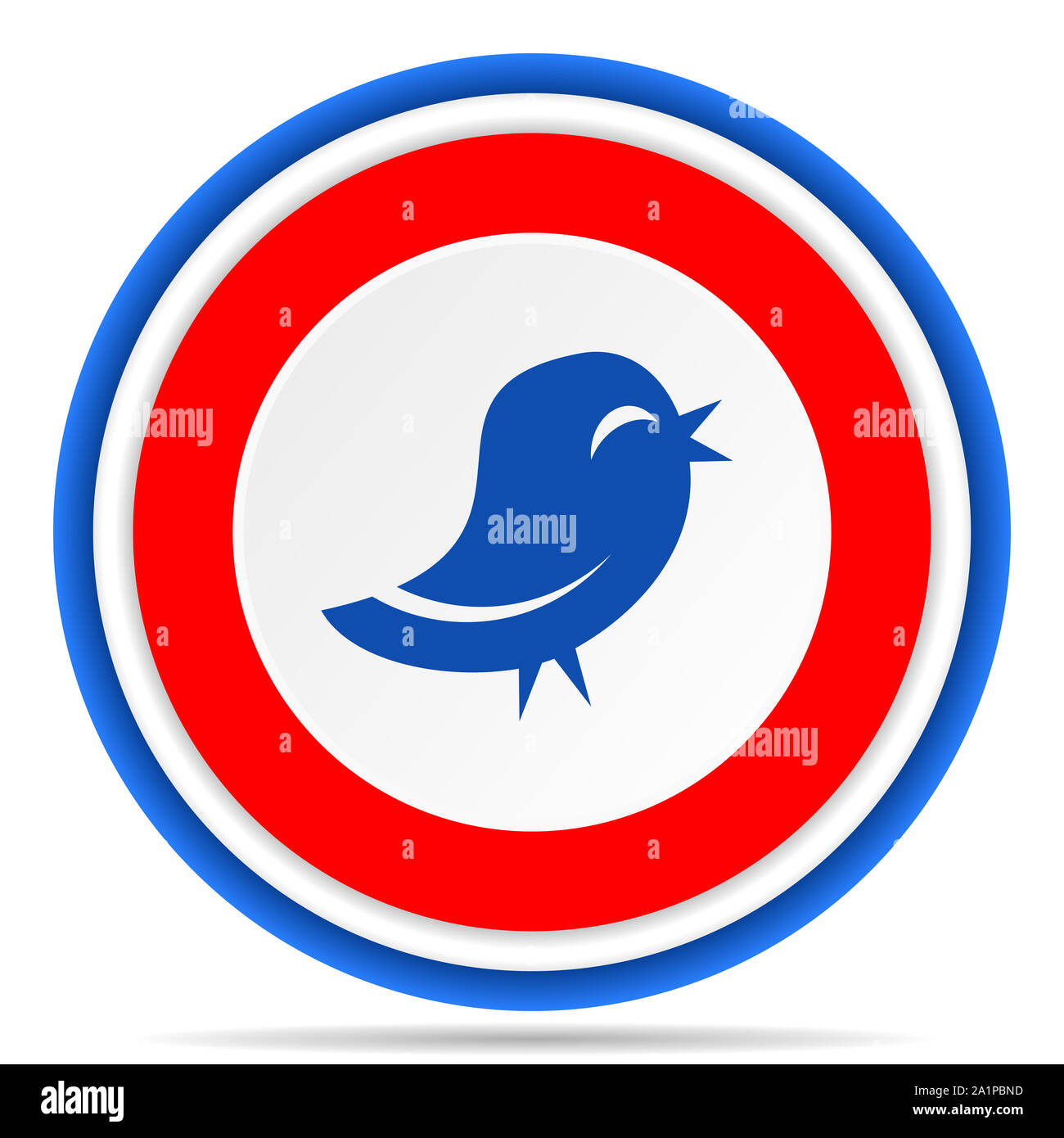 Twitter round icon, red, blue and white french design illustration for ...
