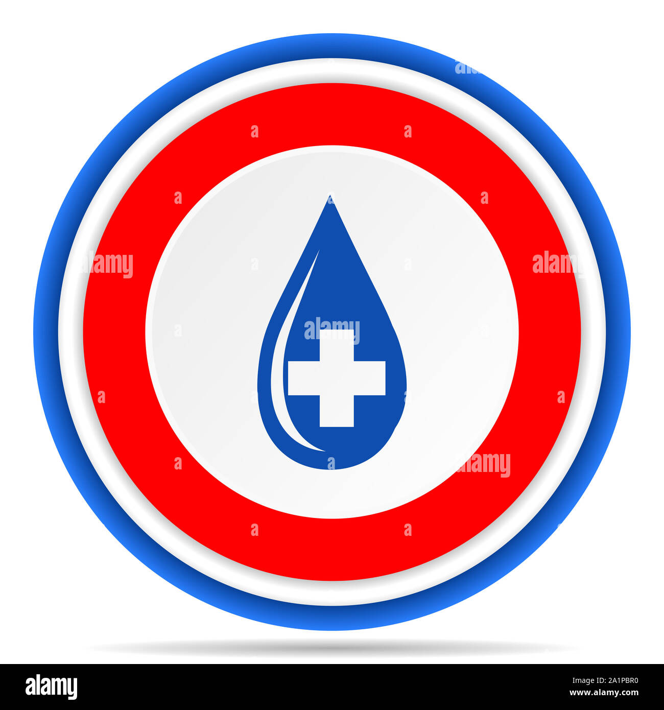 Blood round icon, red, blue and white french design illustration for ...