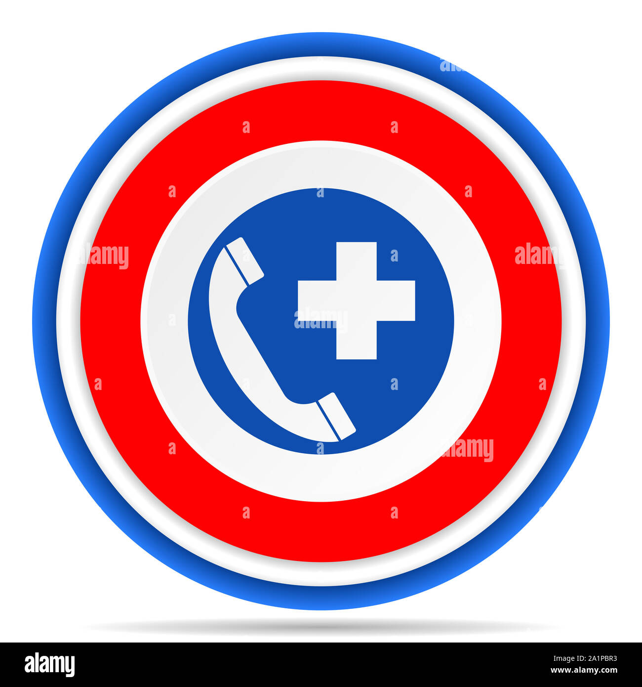 Emergency call round icon, red, blue and white french design ...