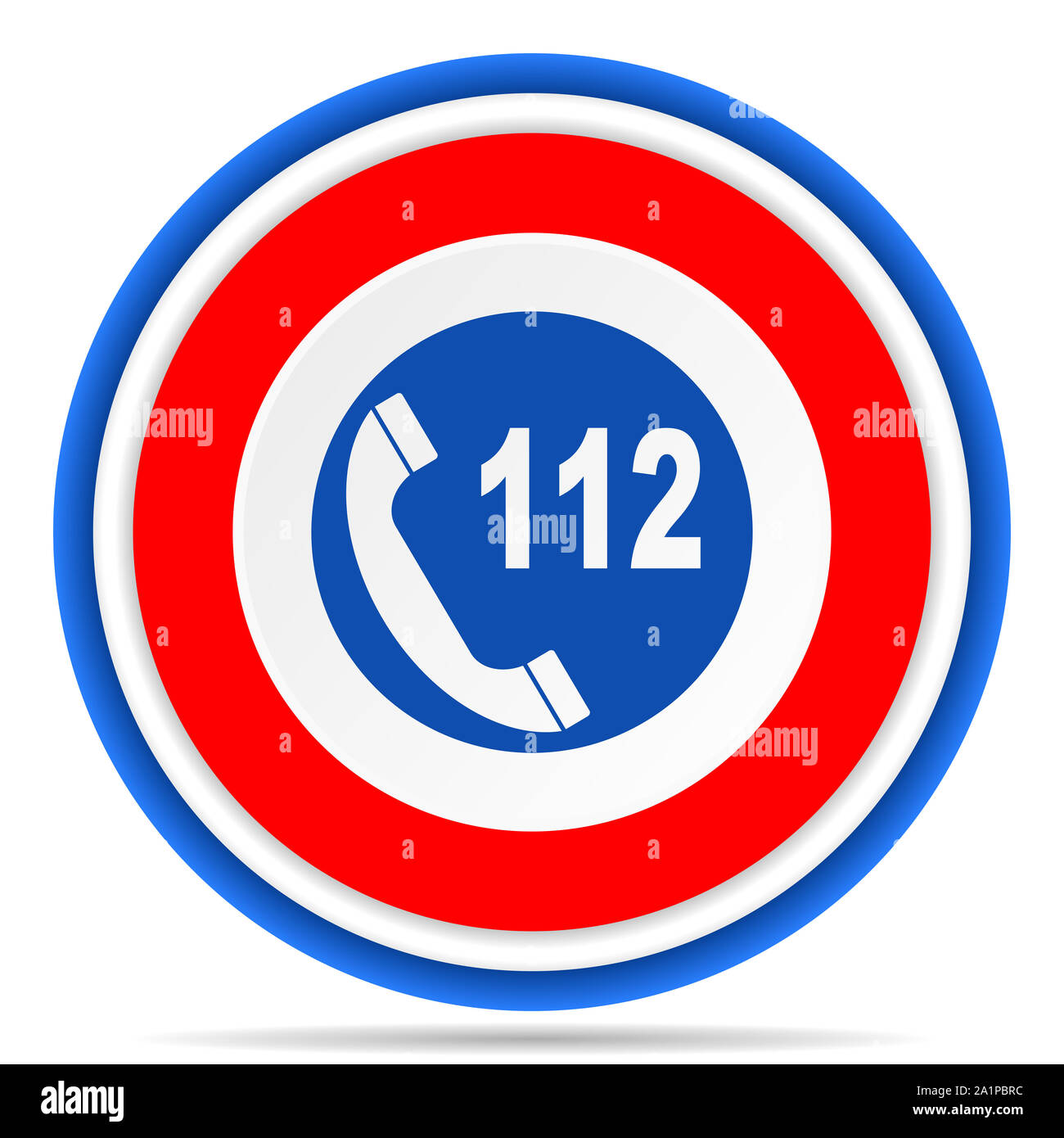 Emergency call round icon, red, blue and white french design ...