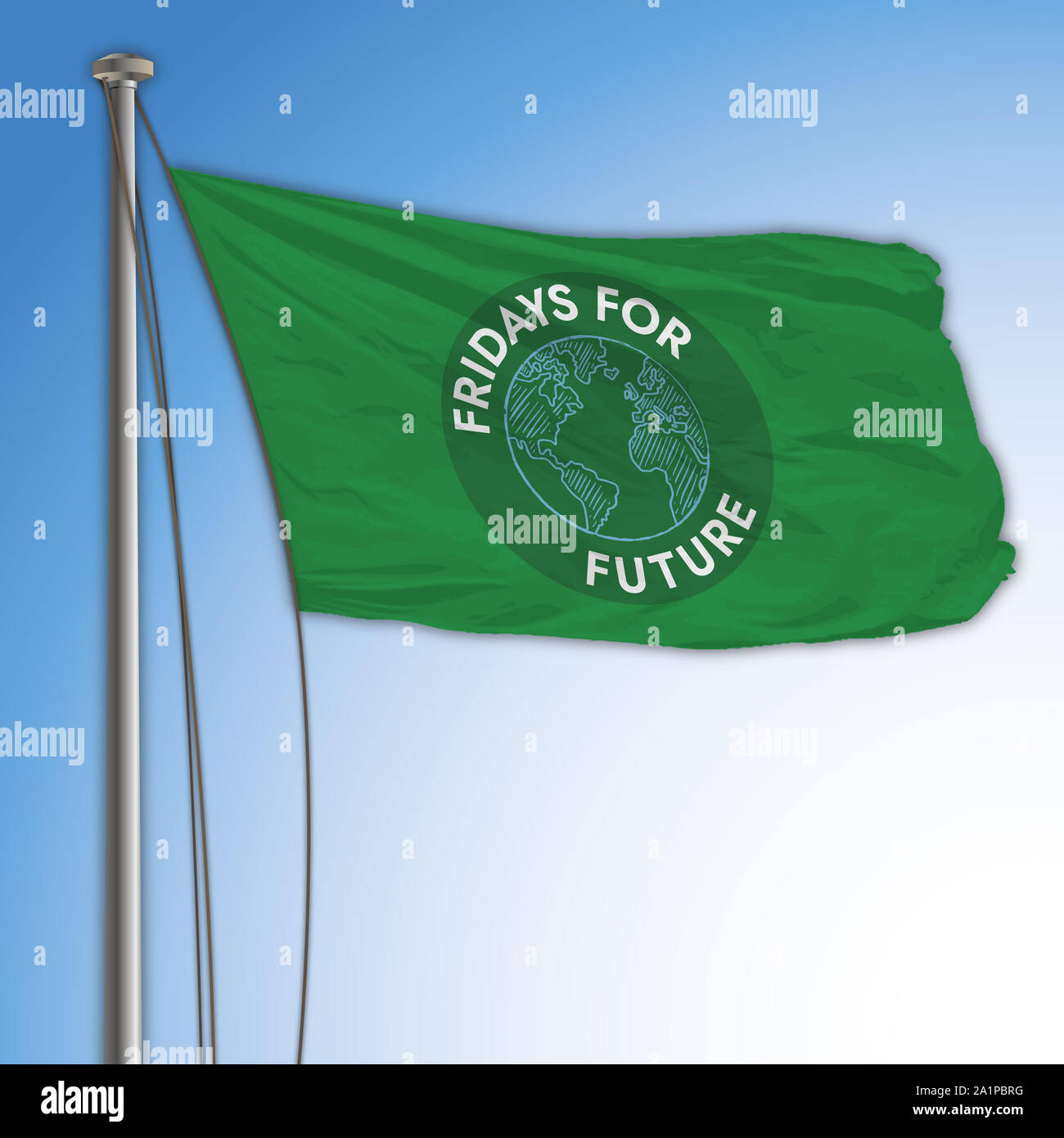 Fridays for Future flag with symbol, editorial, vector illustration ...