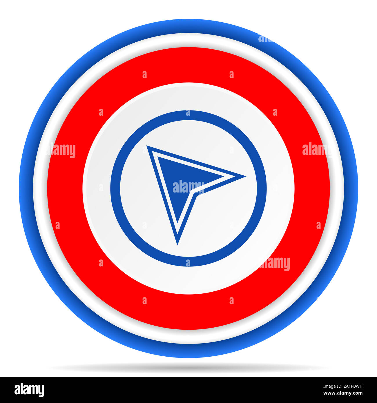 Navigation round icon, red, blue and white french design illustration ...