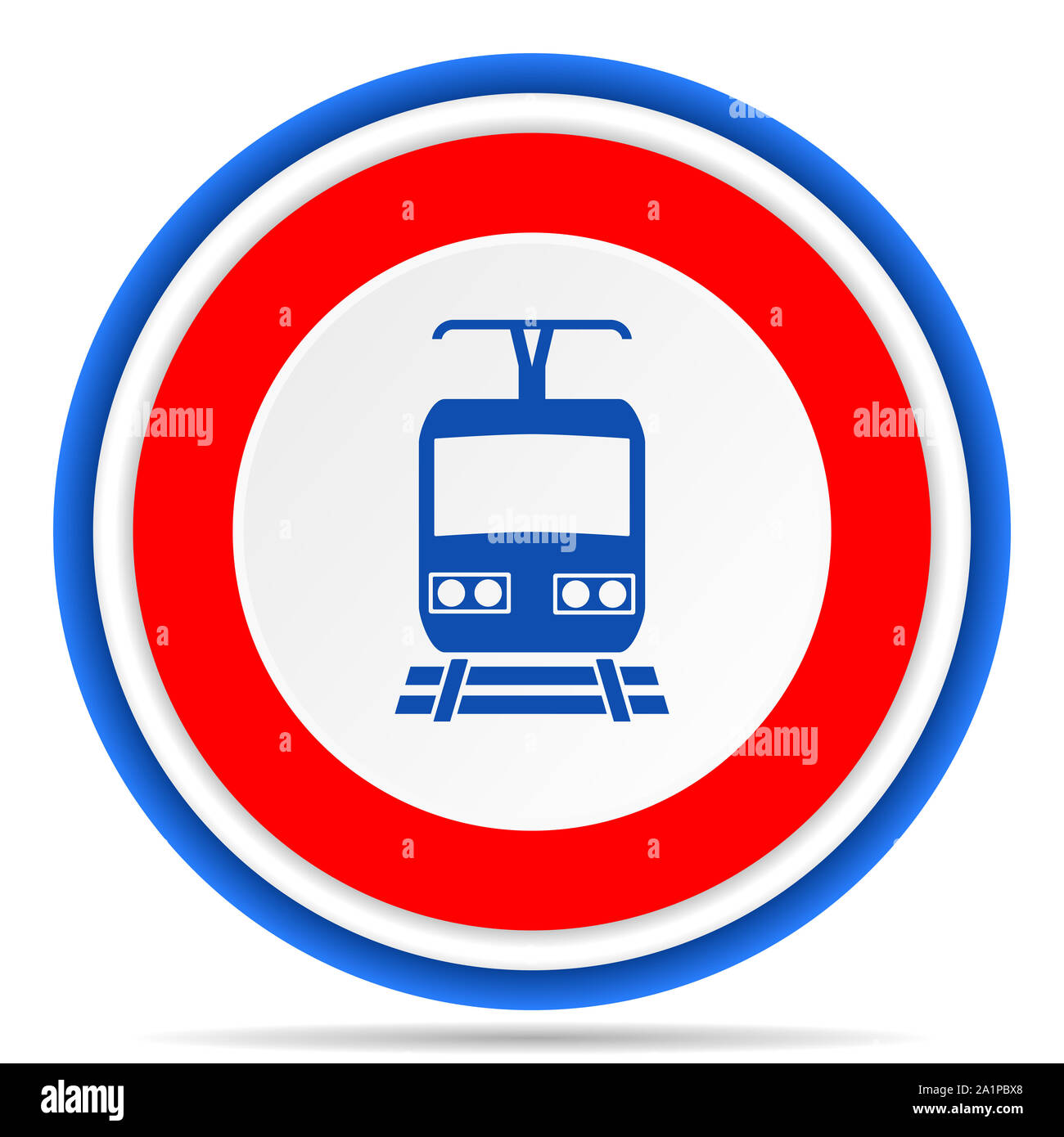 Train round icon, red, blue and white french design illustration for ...
