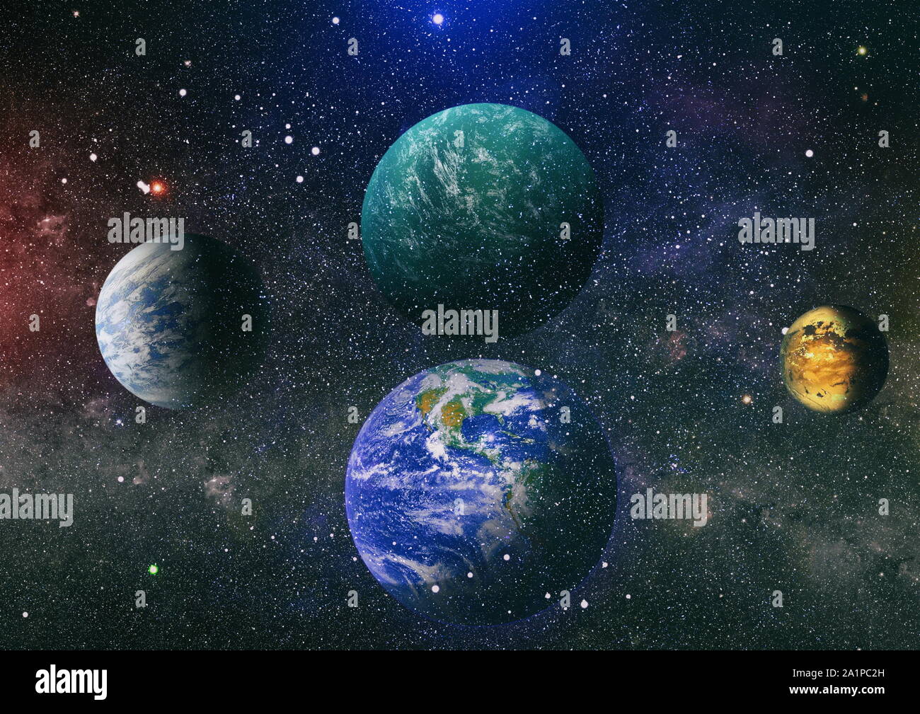 Deep space art. Galaxies, nebulas and stars in universe. Elements of ...