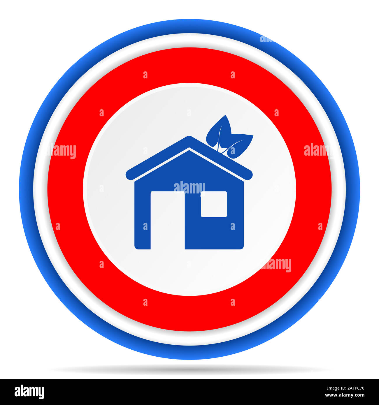 House round icon, red, blue and white french design illustration for ...