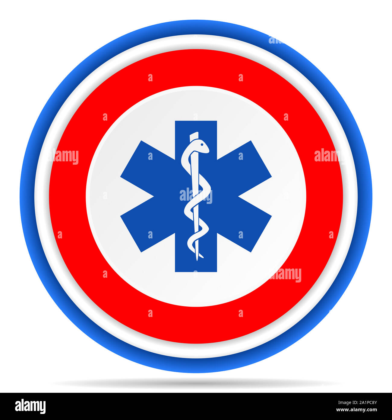 Emergency round icon, red, blue and white french design illustration ...