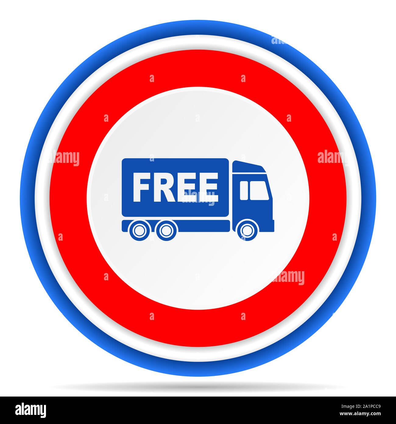 Free delivery round icon, red, blue and white french design ...