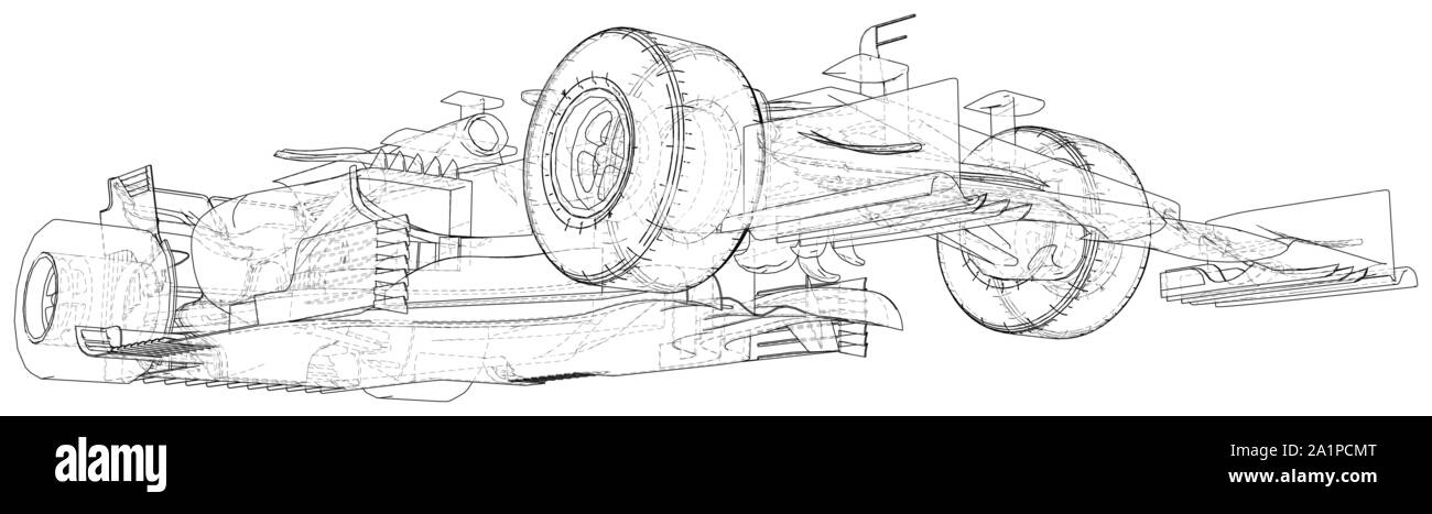 Racing car. Wire-frame. EPS10 format. Vector rendering of 3d Stock ...