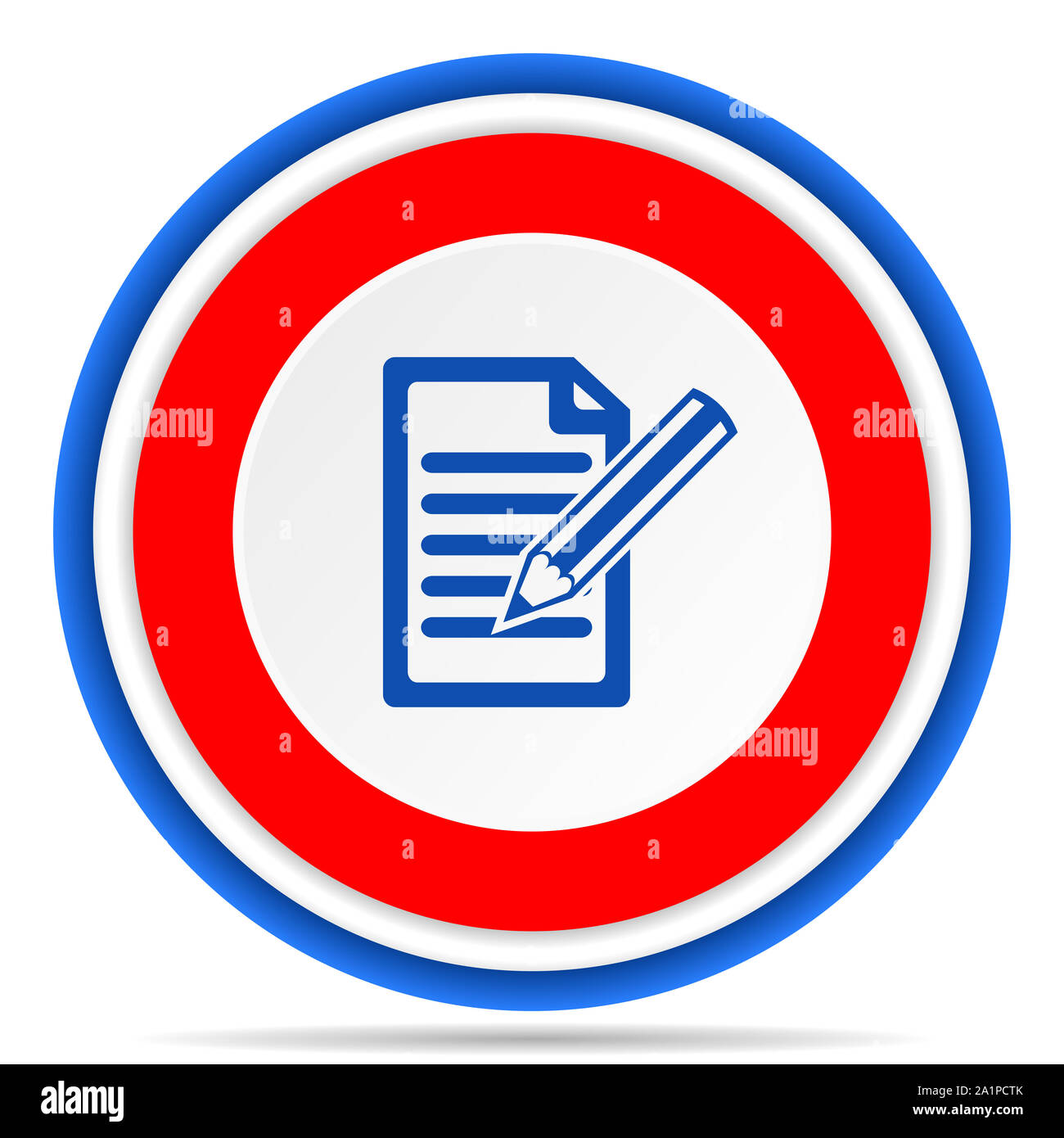 Subscribe round icon, red, blue and white french design illustration ...