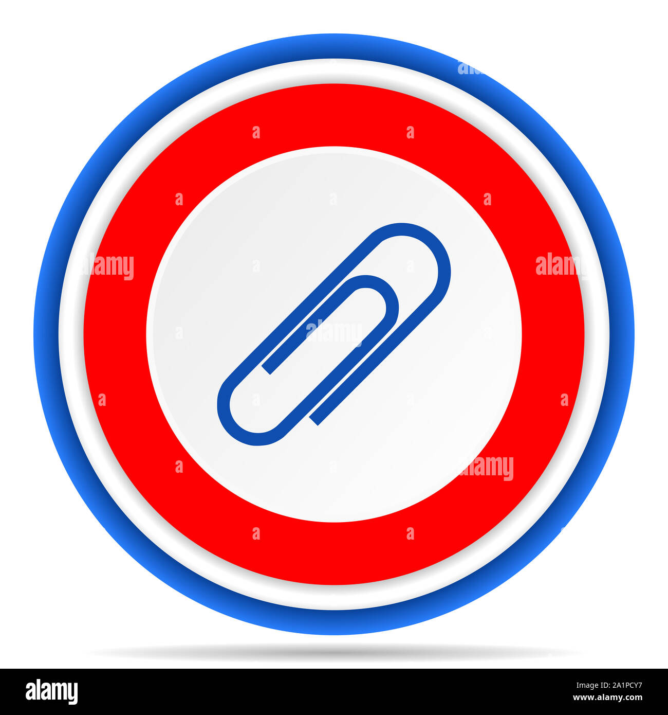 Paperclip round icon, red, blue and white french design illustration ...