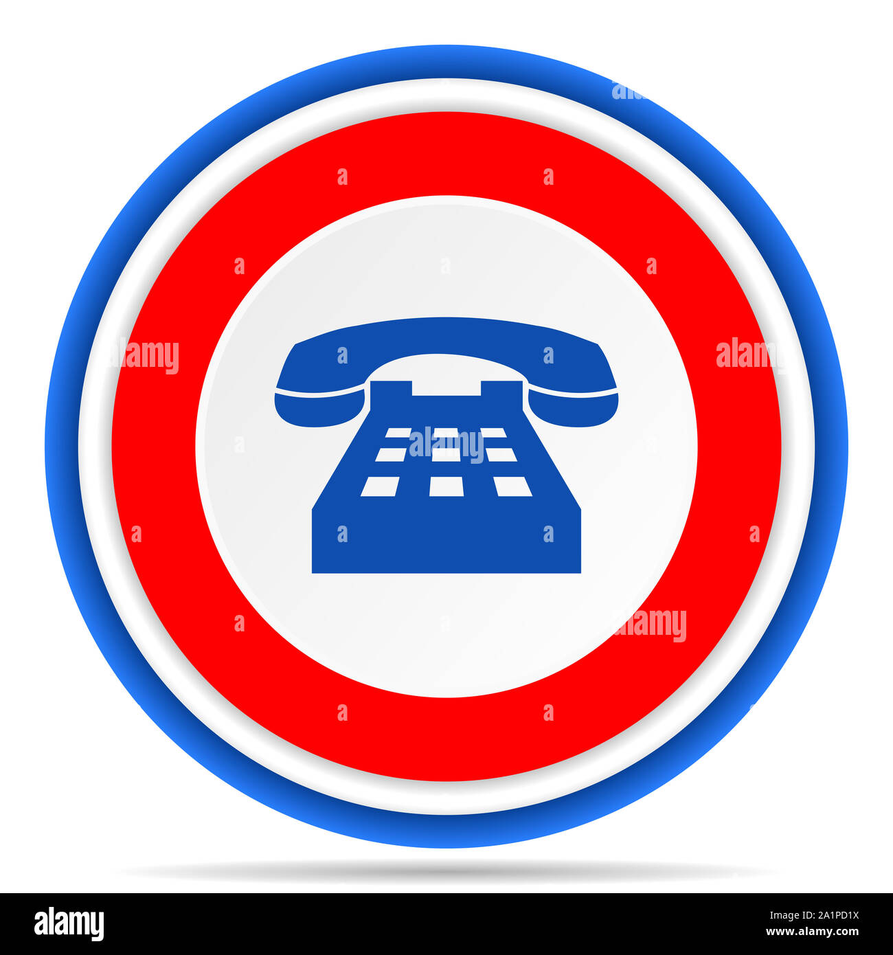 Phone round icon, red, blue and white french design illustration for ...
