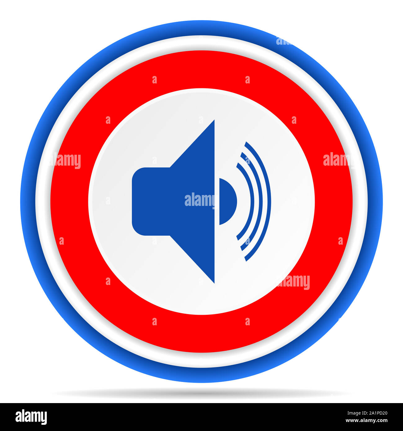 Volume round icon, red, blue and white french design illustration for ...