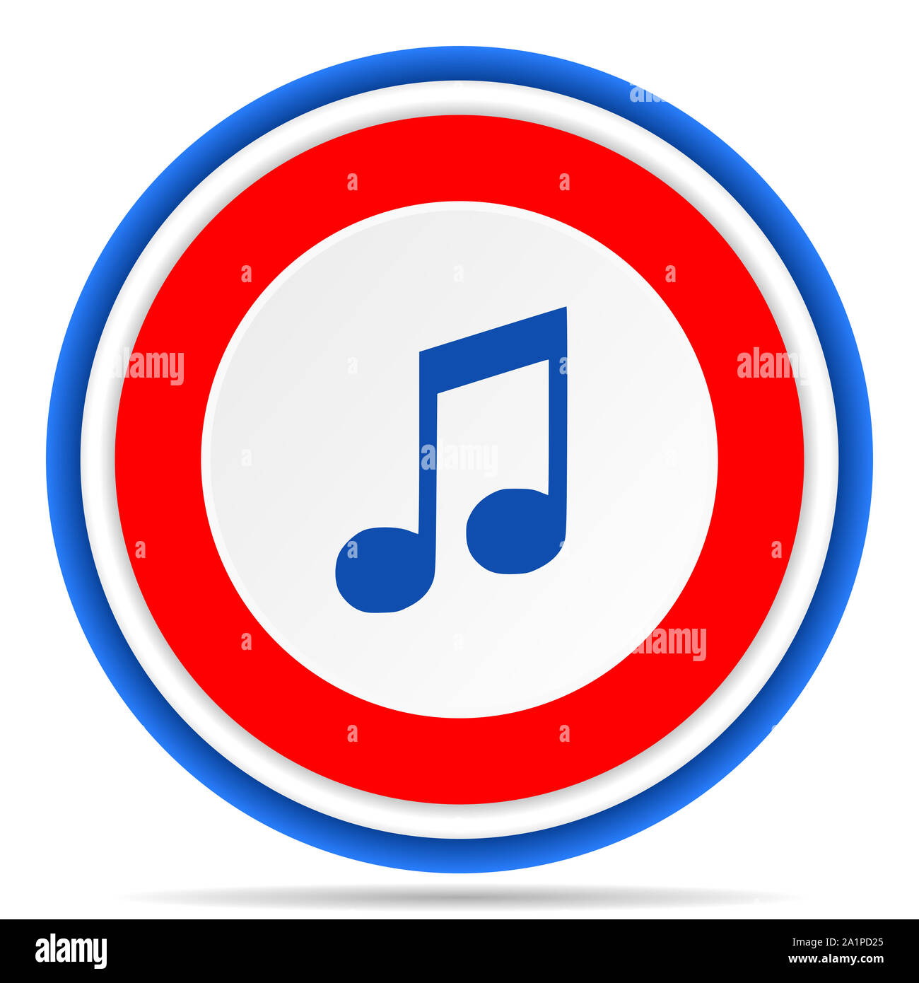 Music round icon, red, blue and white french design illustration for ...