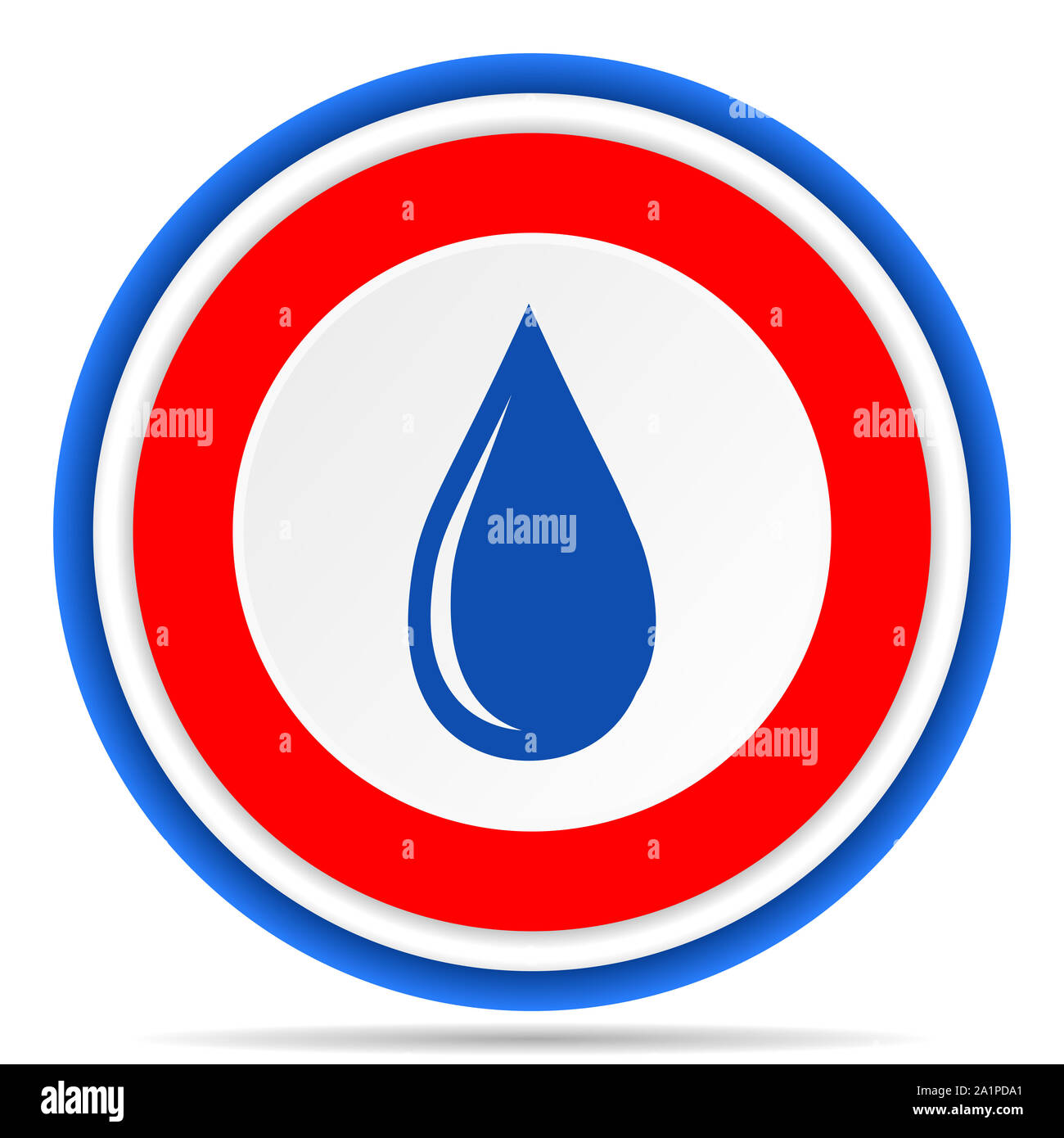 Water drop round icon, red, blue and white french design illustration ...